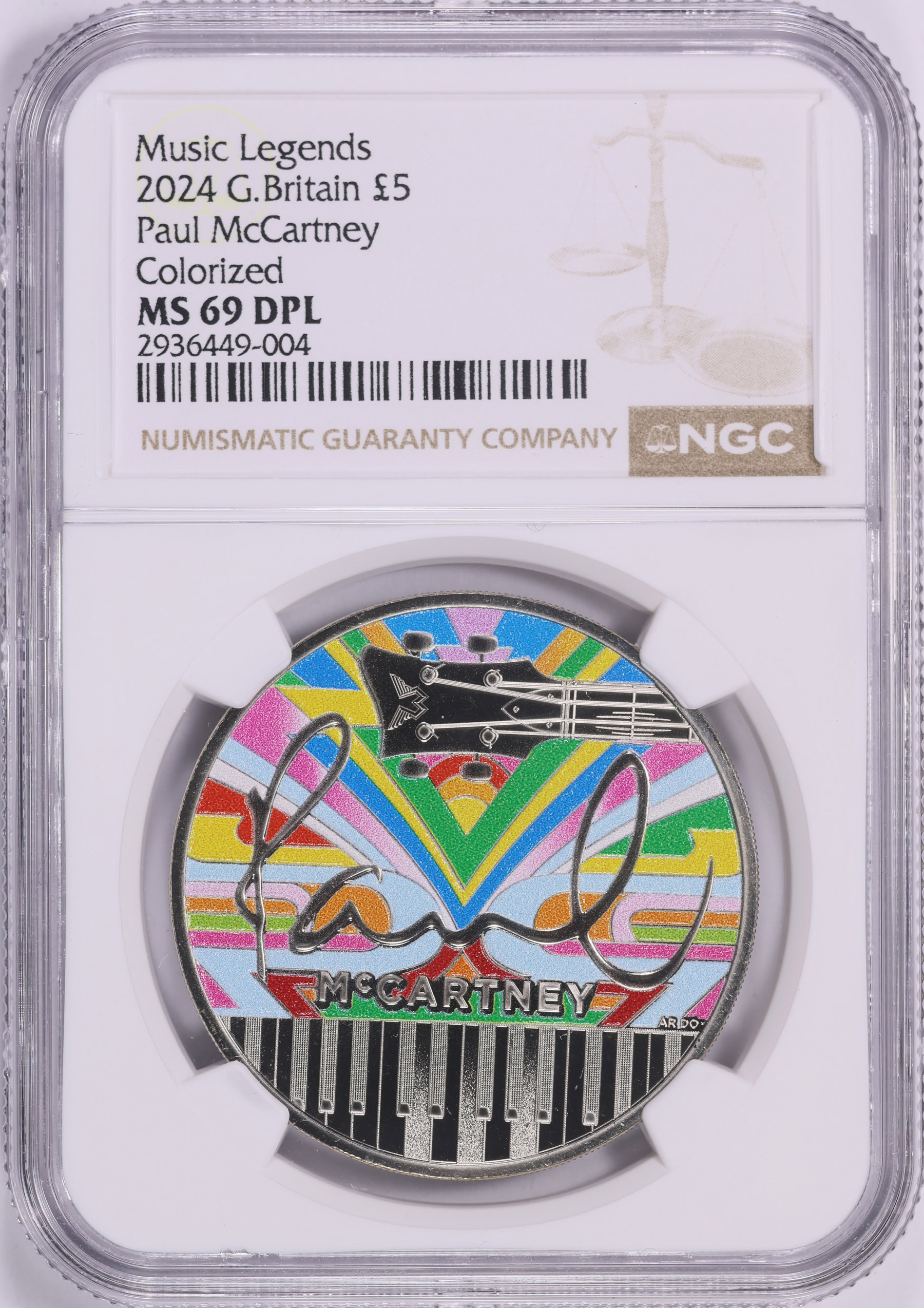 Great Britain 2024 Colorized £5 Music Legends Paul McCartney NGC MS-69 ...