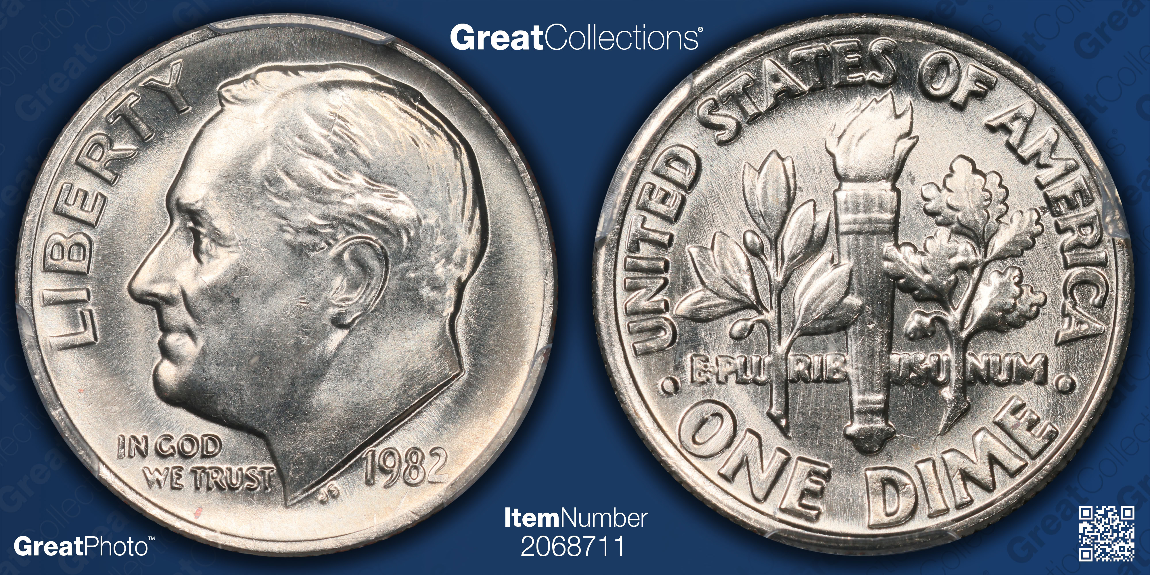 1982 Roosevelt Dime No Mintmark, Strong PCGS MS-66 FB (Item 2068711 ...