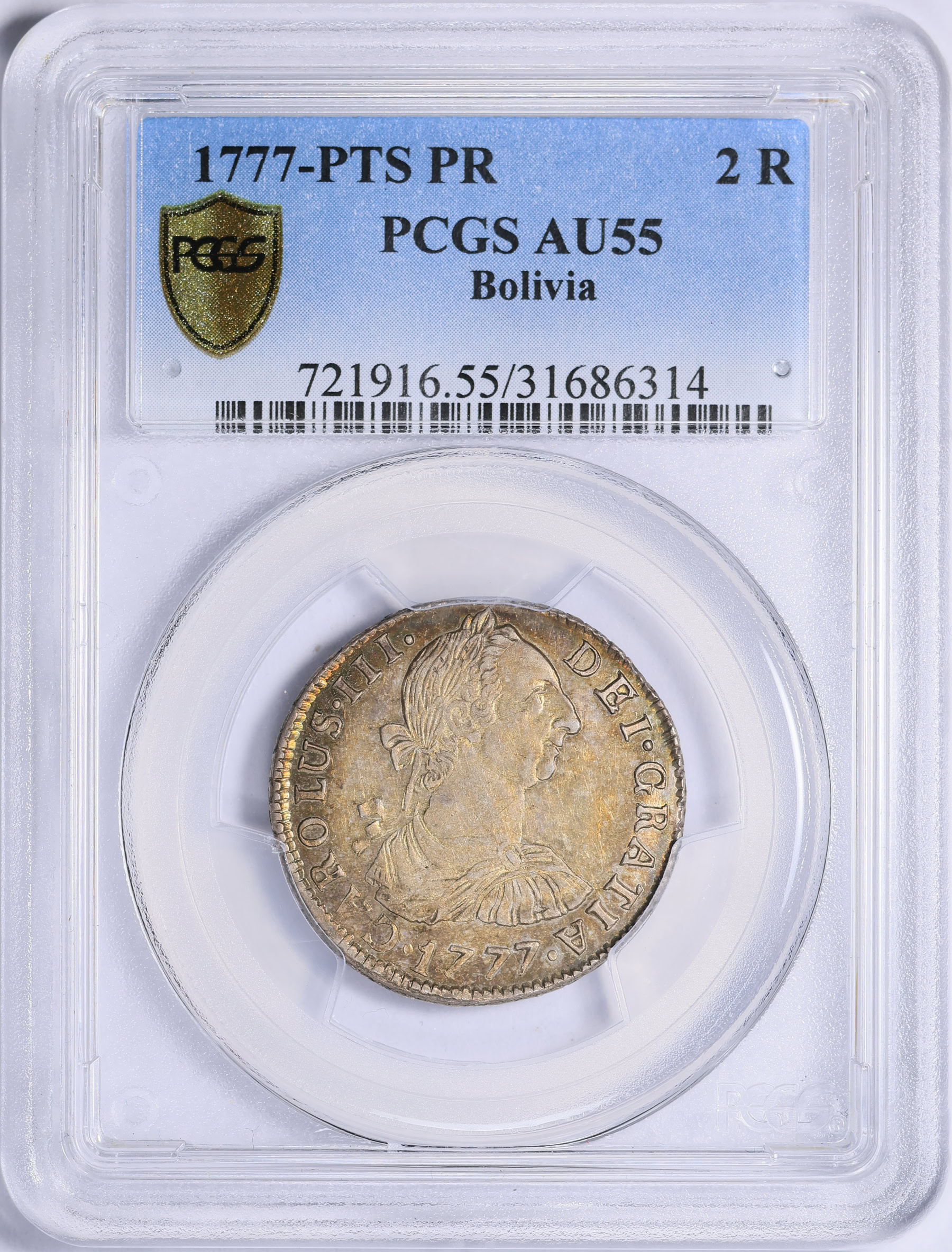 Bolivia 1777-PTS PR Silver 2 Reales KM-53 PCGS AU-55 (Item 2069310 ...