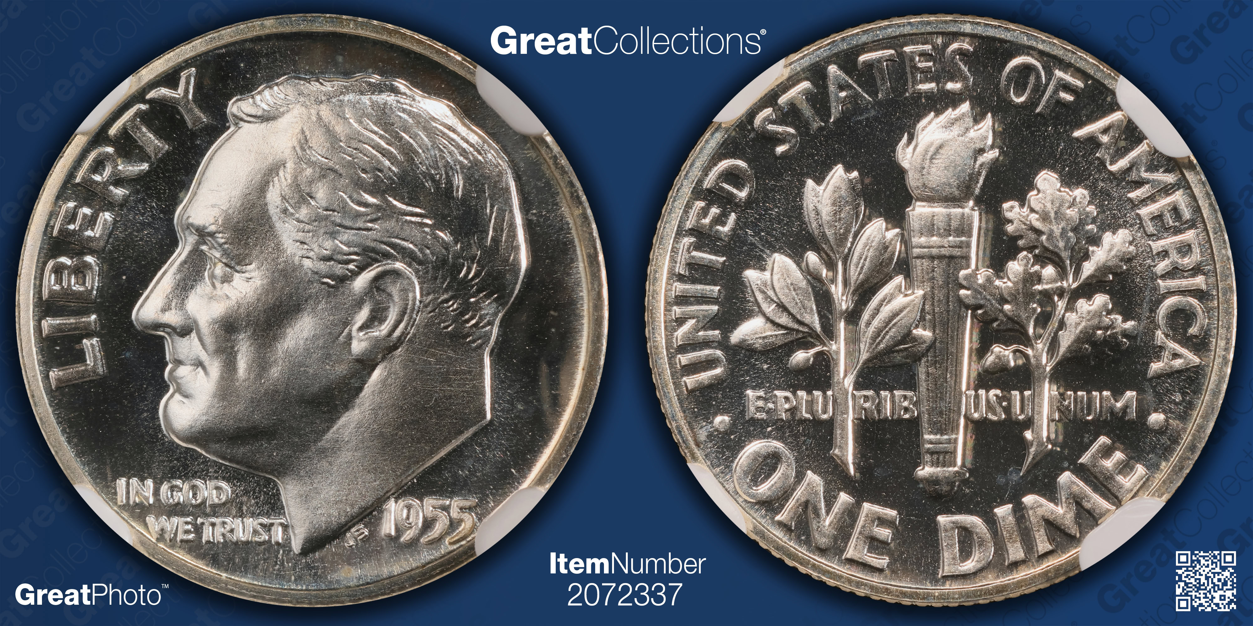 1955 Roosevelt Dime NGC Proof-68 (Item 2072337) | GreatCollections Coin ...