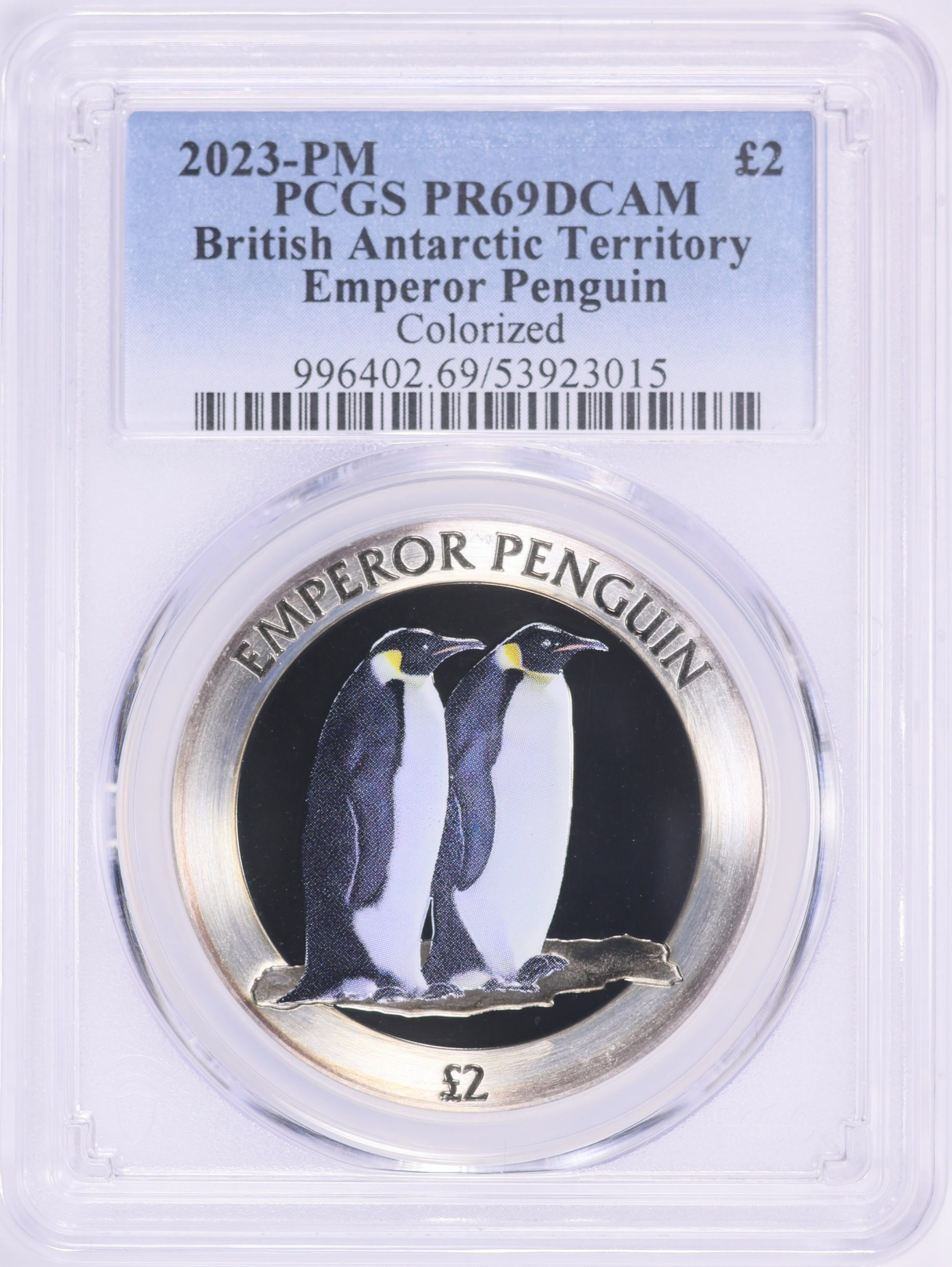 British Antarctic Territory 2023-PM Silver £2 Emperor Penguin Colorized ...