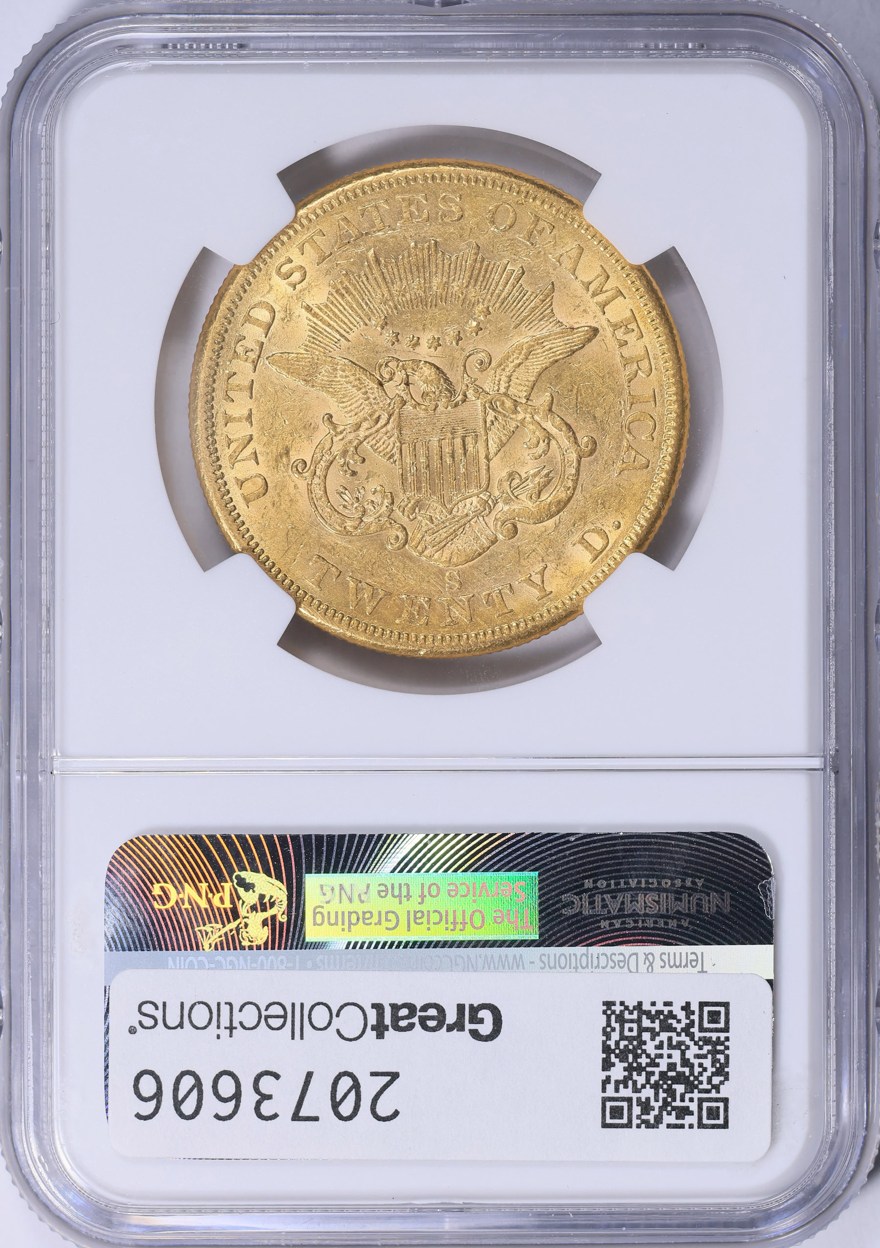 1858-S Liberty Gold Double Eagle NGC AU-58 (Item 2073606 ...