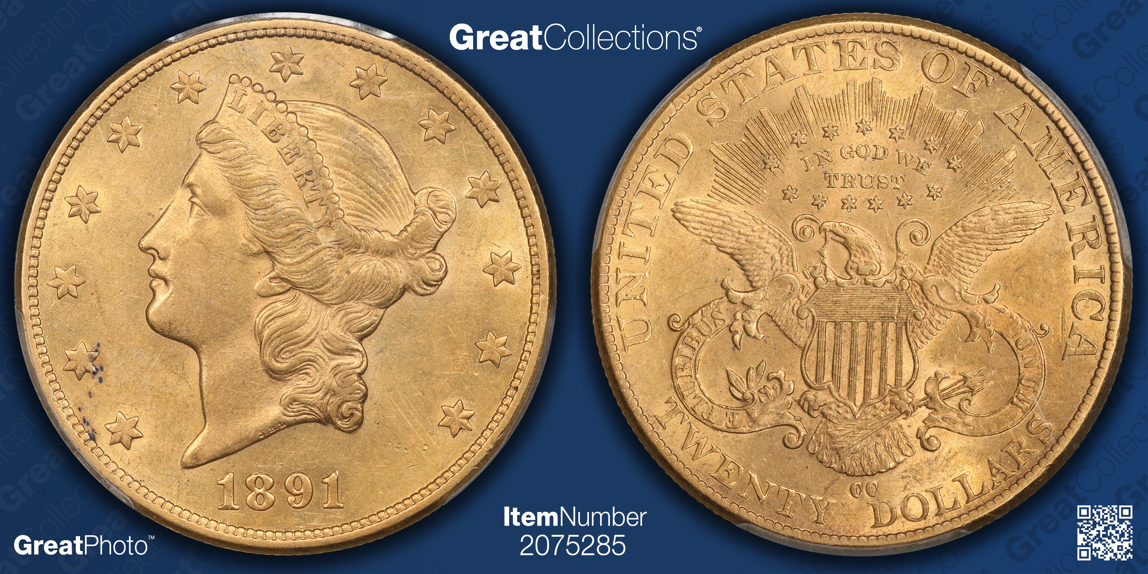 1891-CC Liberty Gold Double Eagle PCGS AU-55 (Item 2075285 ...