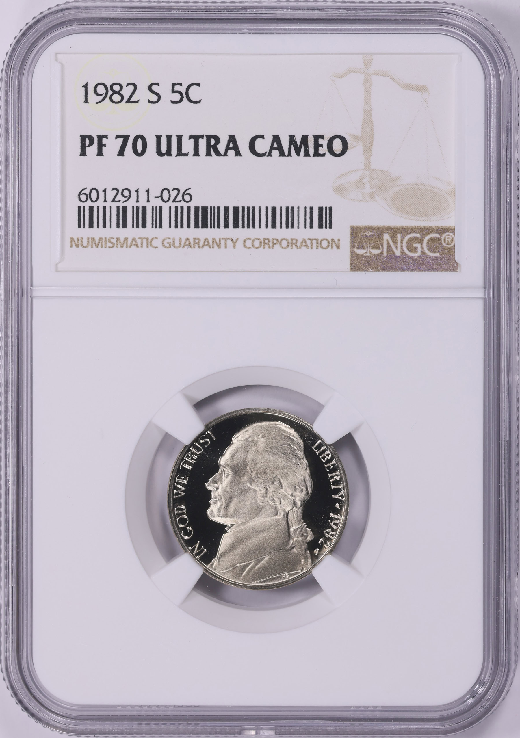 1982-S Jefferson Nickel NGC Proof-70 UC (Item 2075927 ...