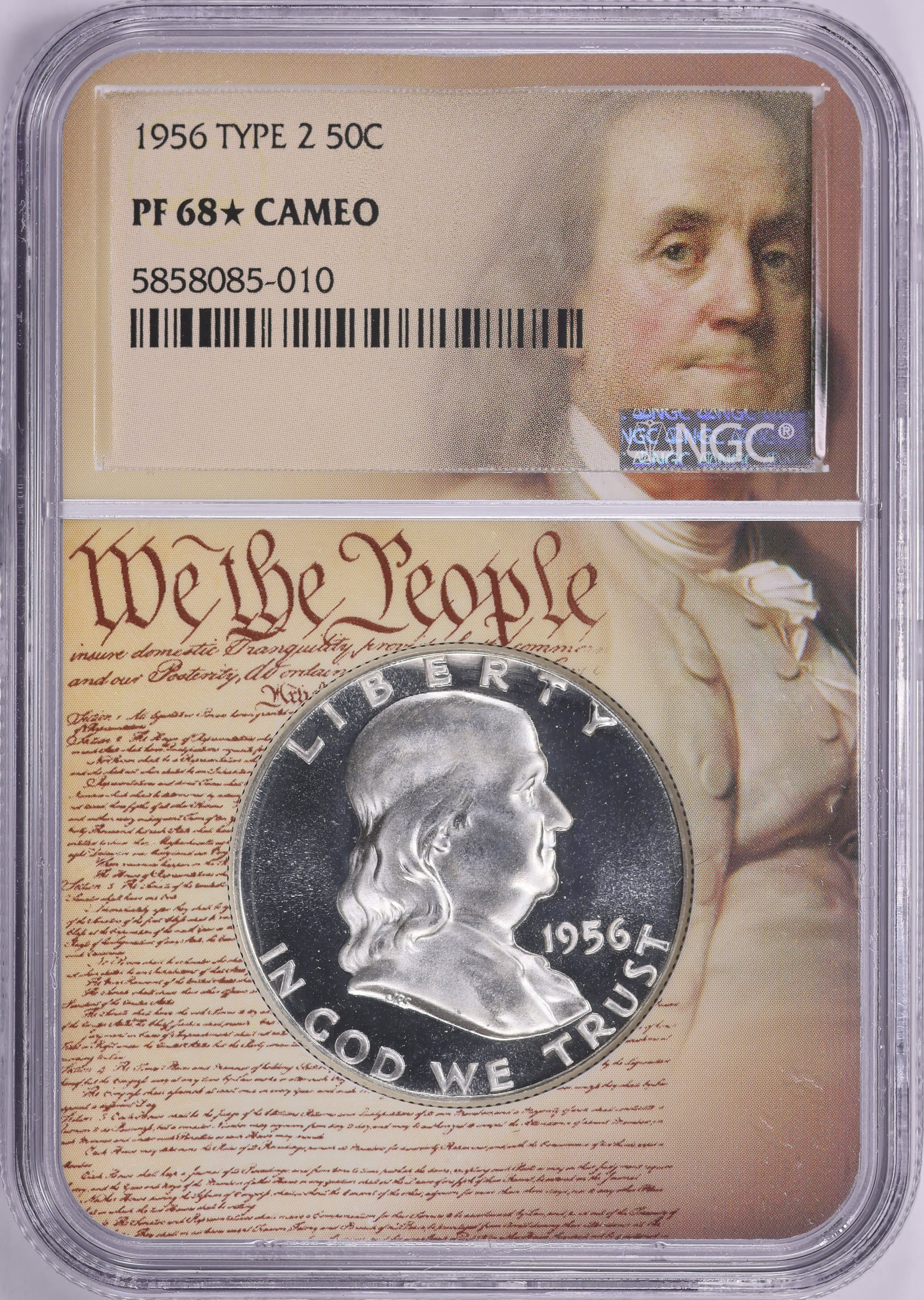 1956 Franklin Half Dollar Type 2 NGC Proof-68 ★ CAMEO (We the People ...