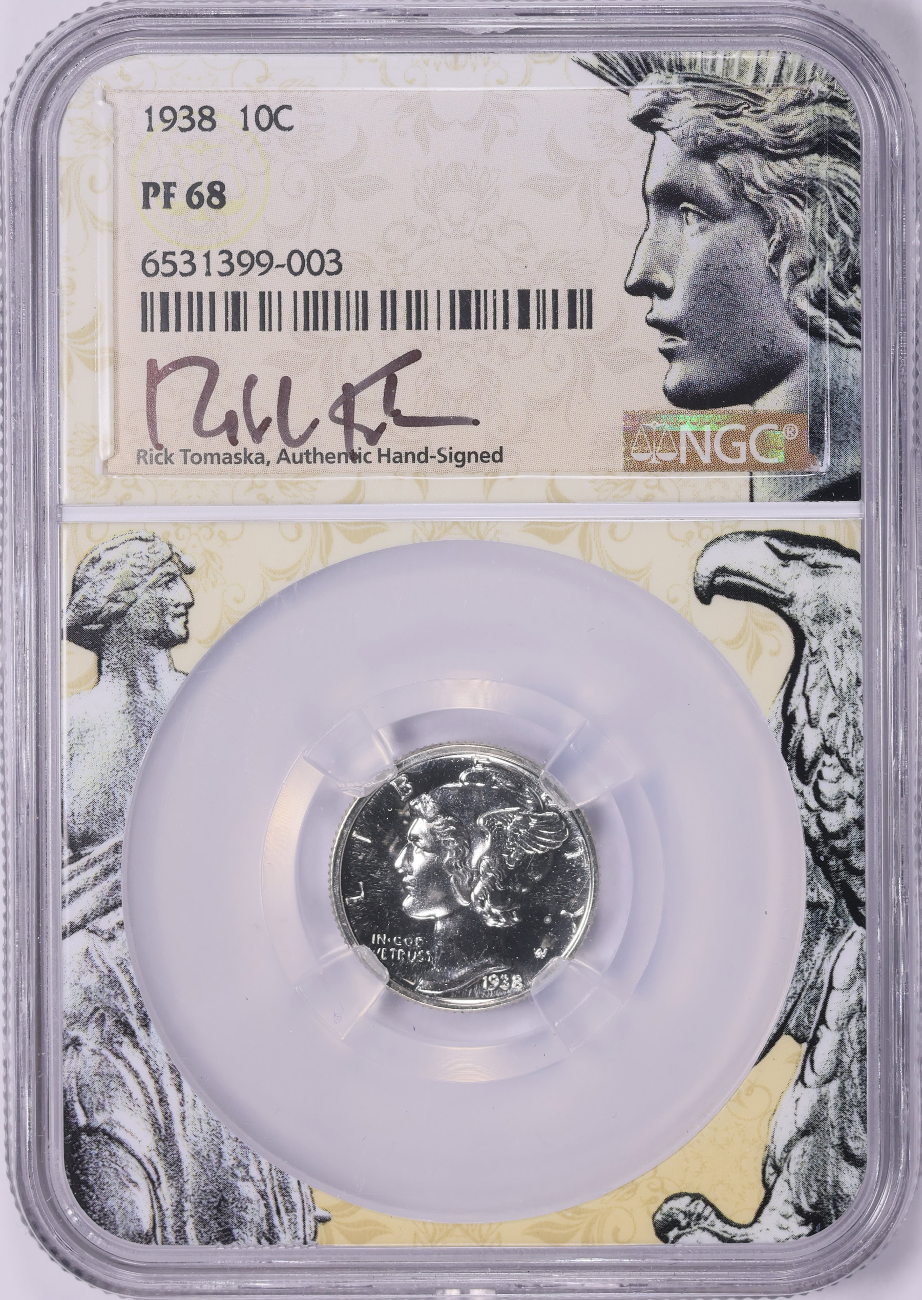 1938 Mercury Dime NGC Proof-68 (Rick Tomaska Signed Label) (The ...