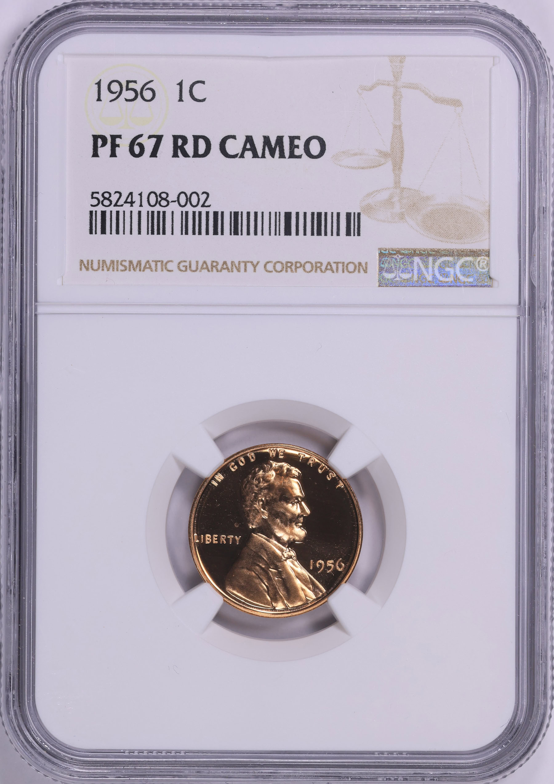1956 Lincoln Cent NGC Proof-67 RD CAMEO (Item 2075947 ...