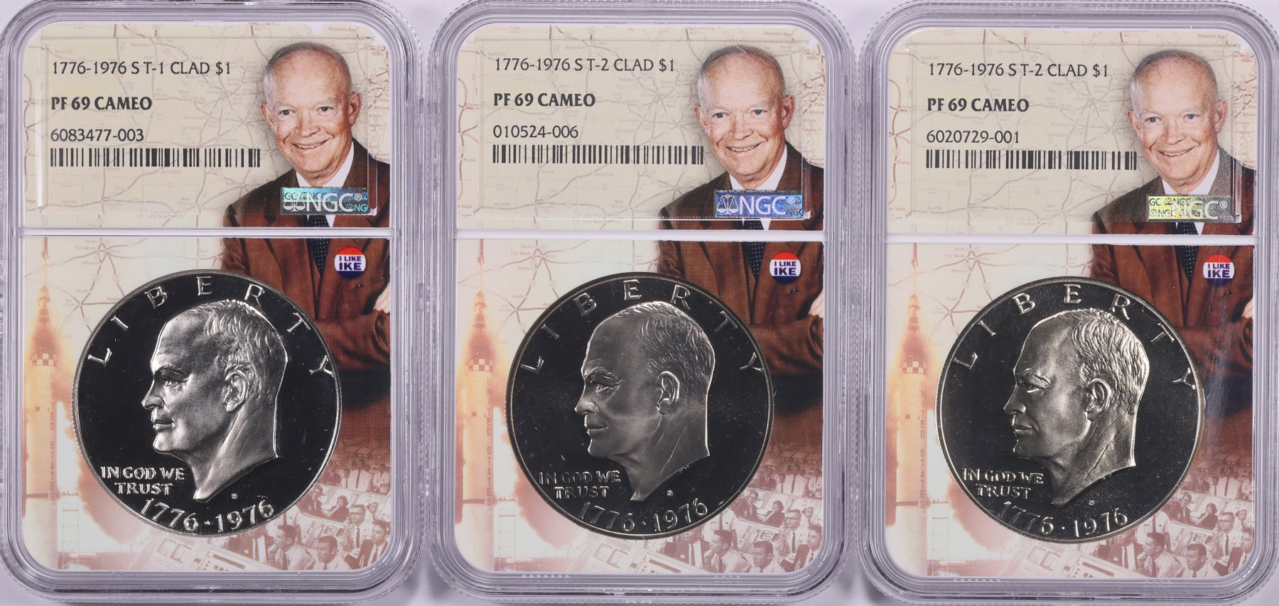 1976-S Eisenhower Dollar Clad Type 1 and 2 NGC Proof-69 CAMEO (I Like ...