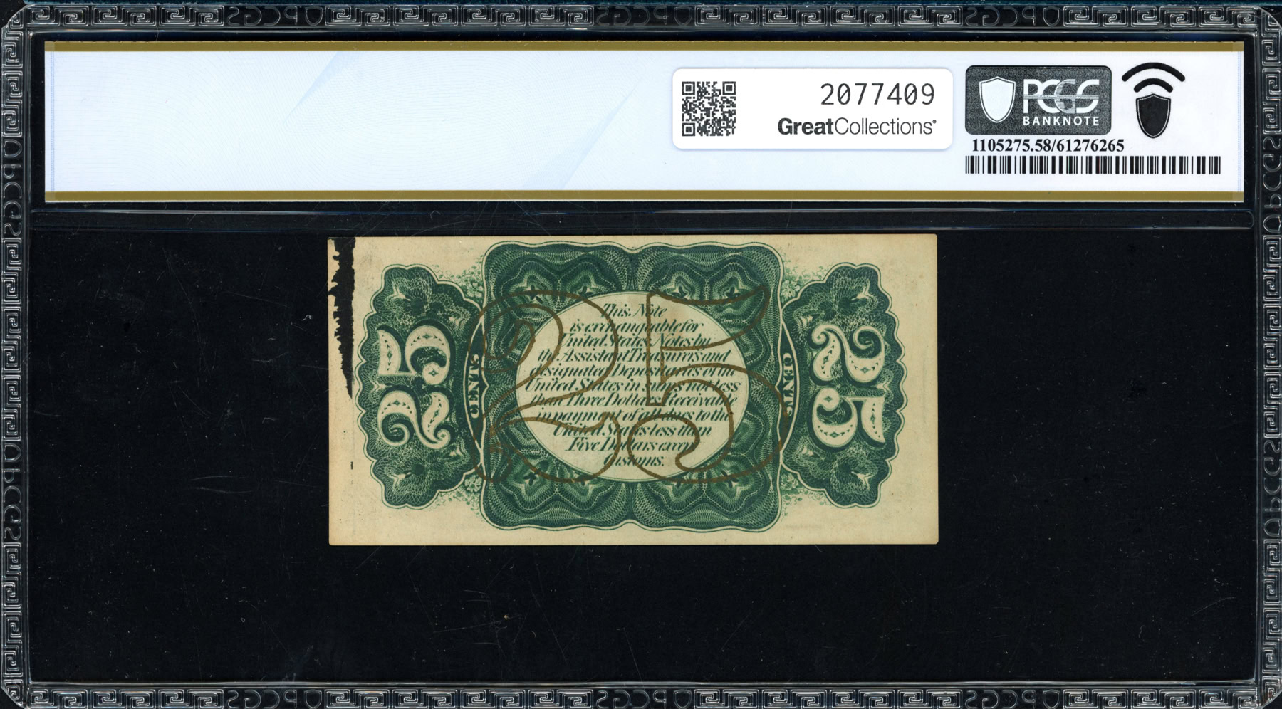 Fr. 1294 Third Issue 25 Cents Fractional Currency Note Colby / Spinner ...