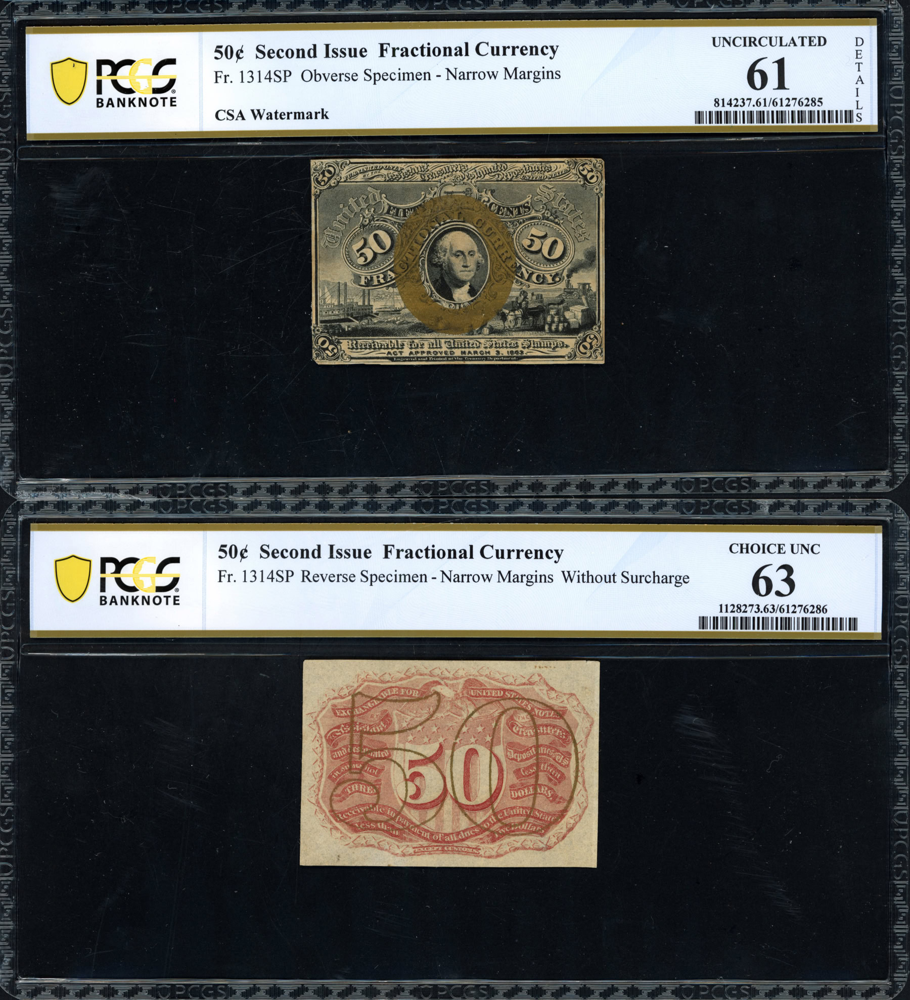 Fr. 1314spnmf/b Second Issue 50 Cents Fractional Currency Face and Back ...