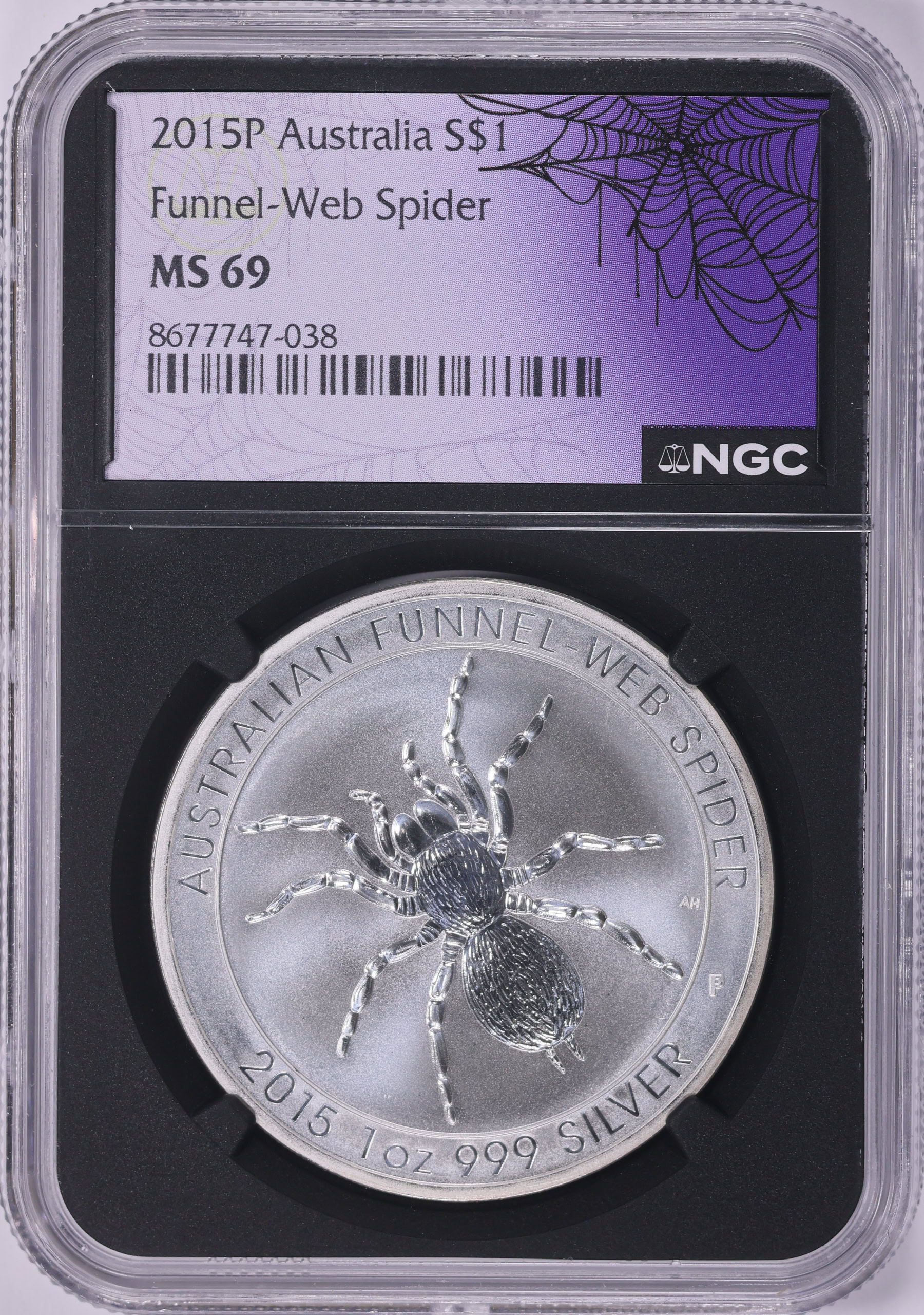 Australia 2015-P Silver Dollar Funnel-Web Spider KM-3085 NGC MS-69 ...