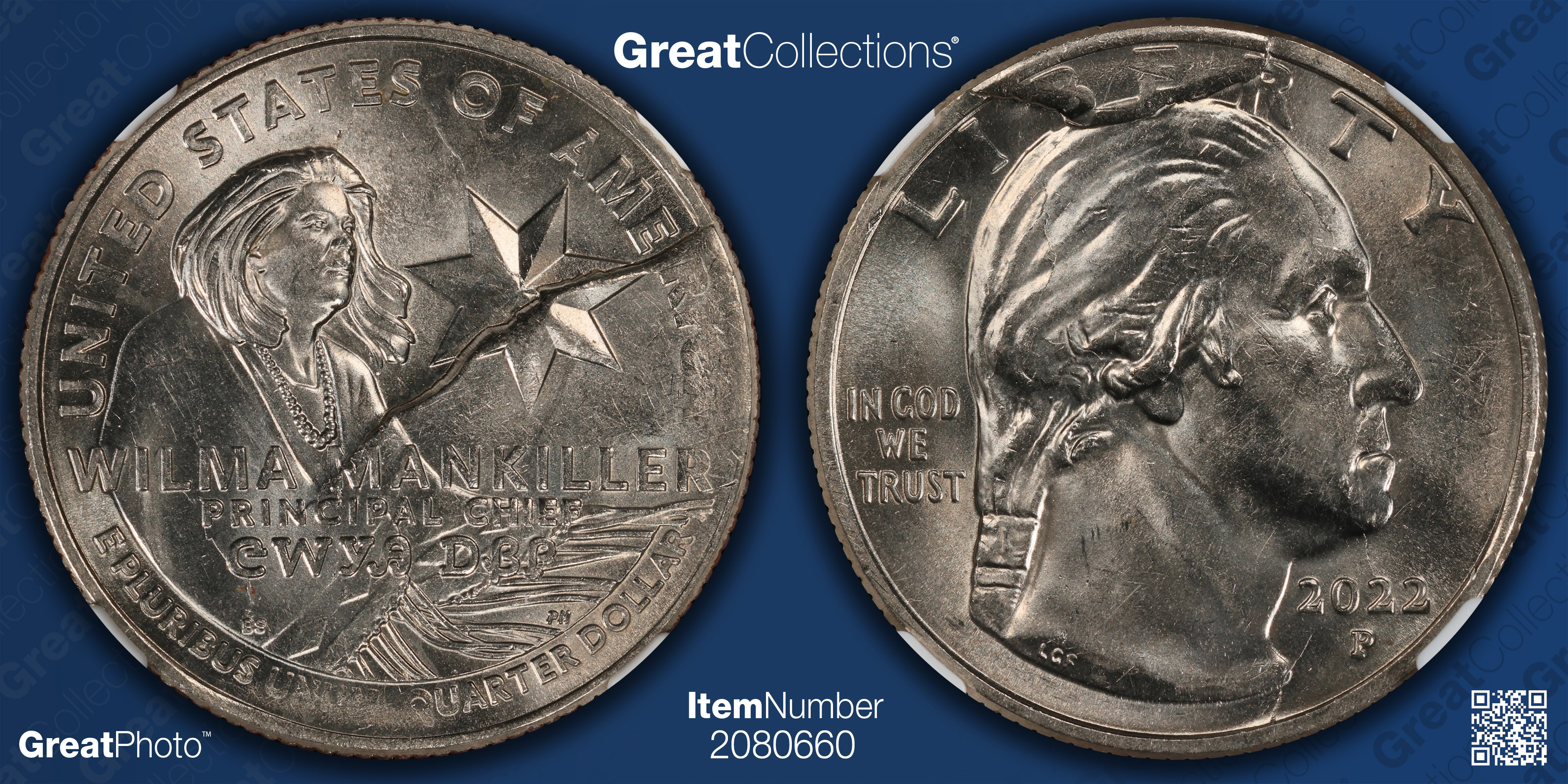 Mint Error 2022-P American Women Quarter Wilma Mankiller Obverse and ...