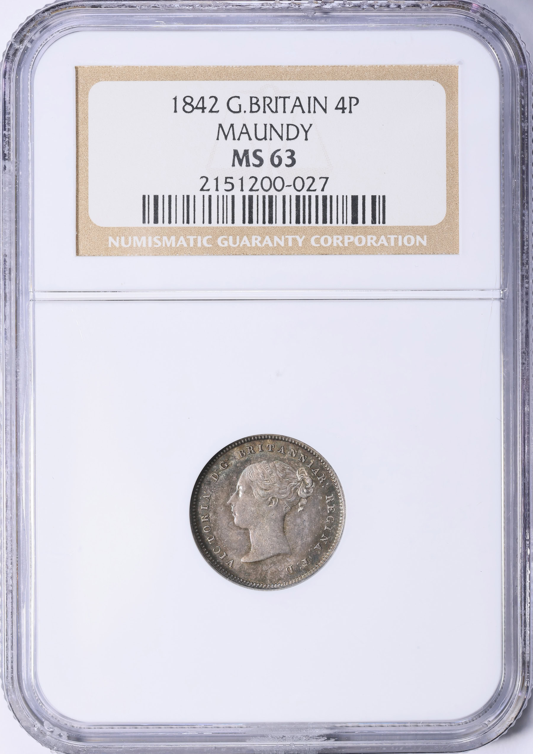 Great Britain 1842 Silver Maundy 4 Pence KM-732 NGC MS-63 (Toned) (Item ...