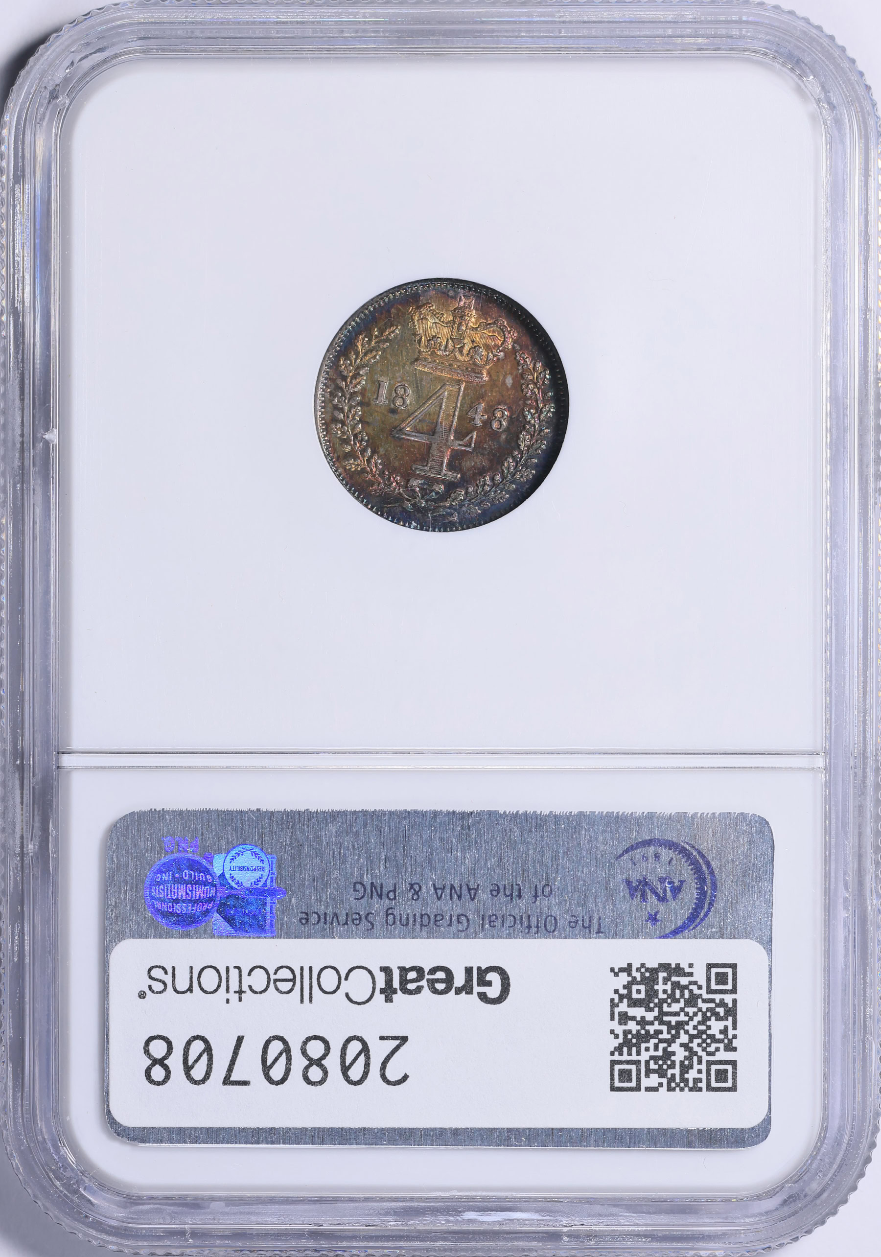 Great Britain 1848 Silver Maundy 4 Pence KM-732 NGC MS-64 (Toned) (Item ...