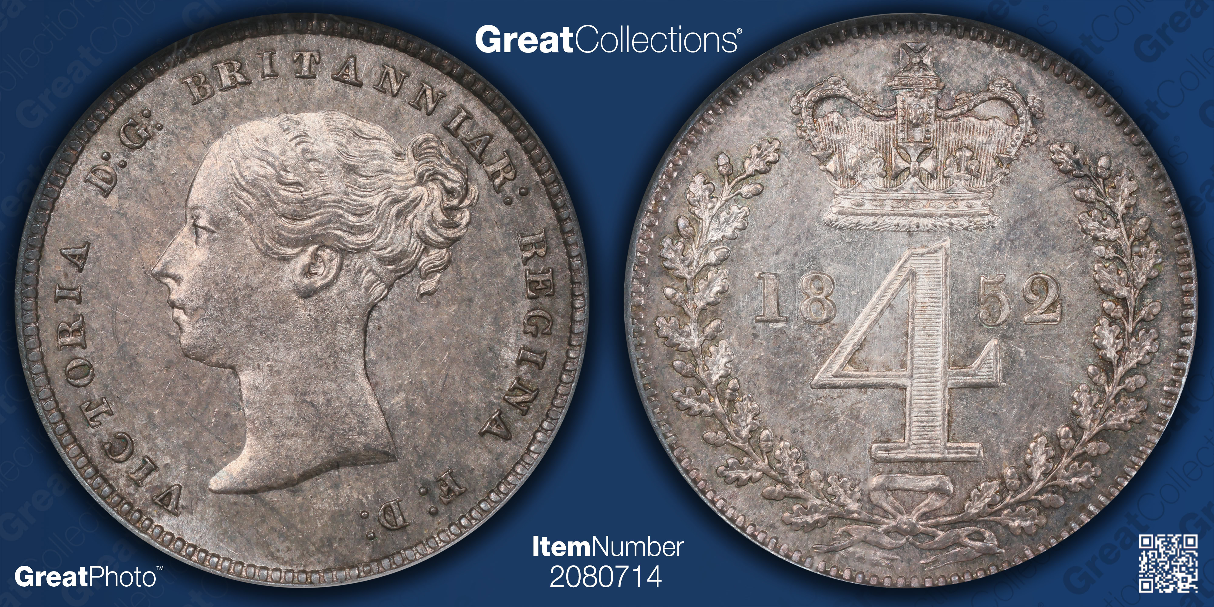 Great Britain 1852 Silver Maundy 4 Pence KM-732 NGC MS-63 (Item 2080714 ...