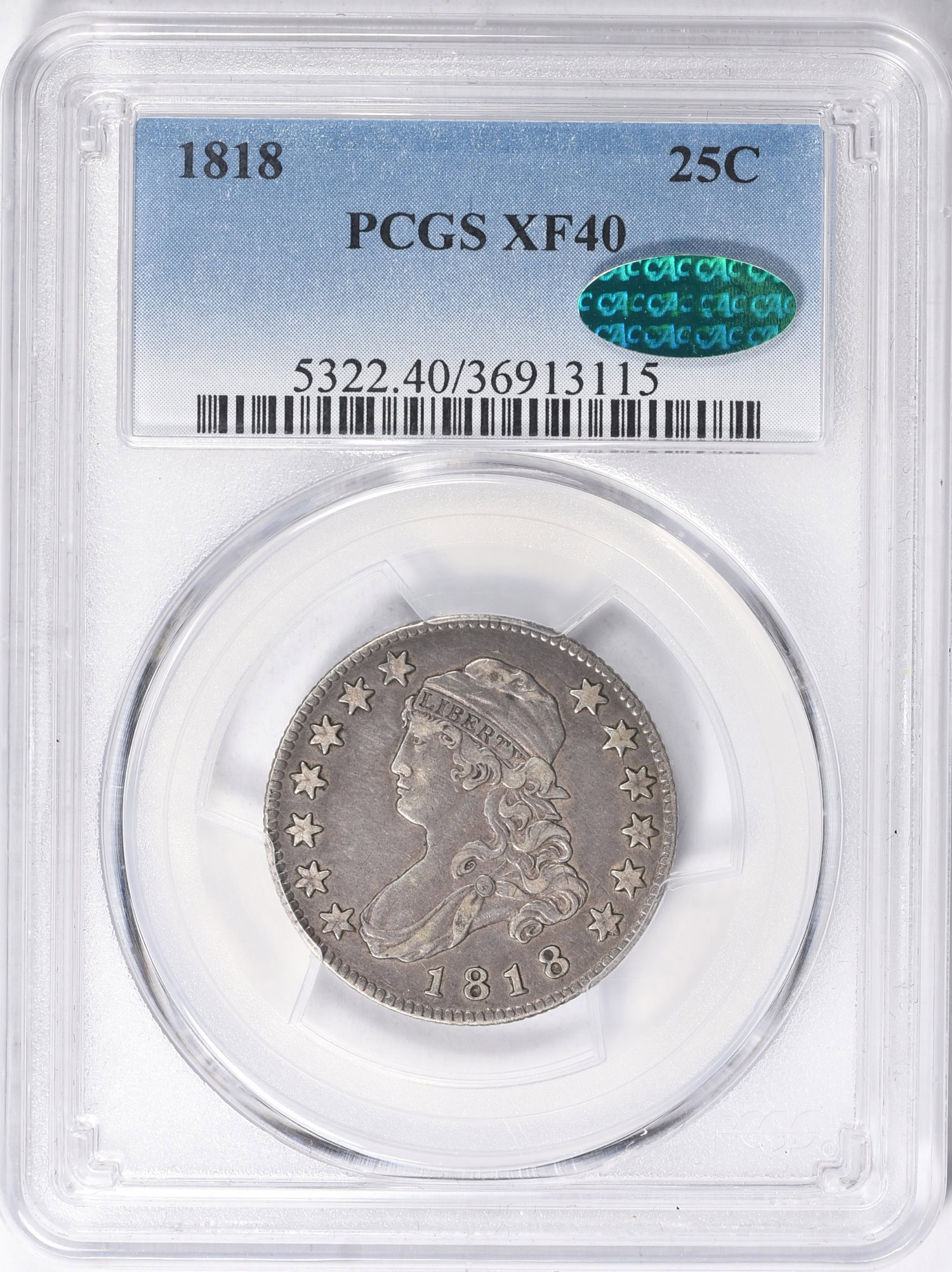 1818 Capped Bust Quarter PCGS XF-40 (CAC Green) (Item 2081256 ...