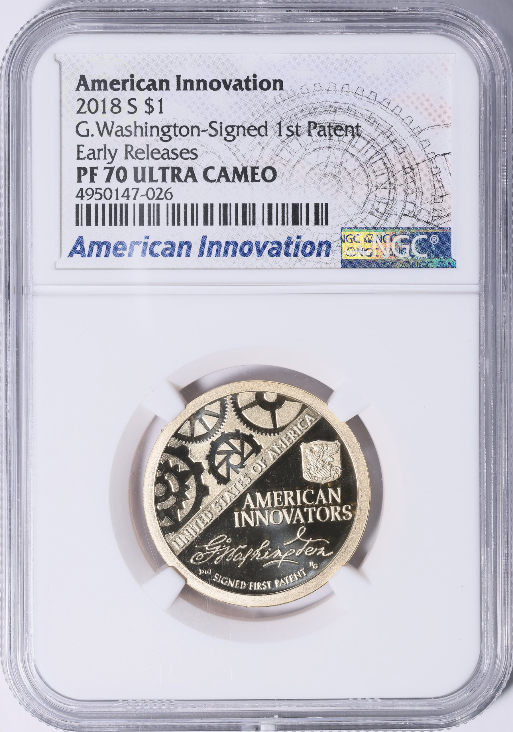 2018-S Innovation Dollar Washington Signed 1st Patent Early Releases ...