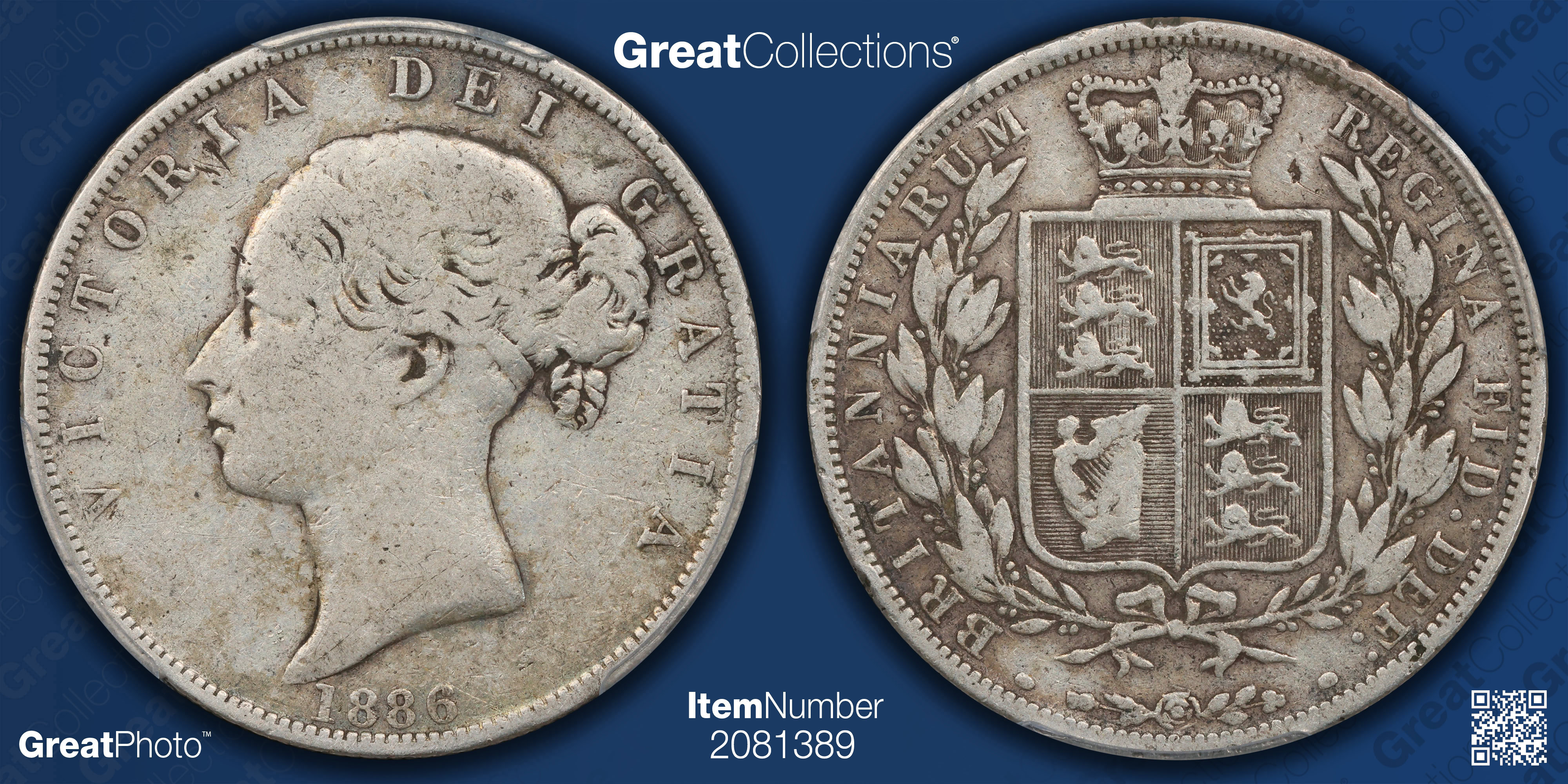 Great Britain 1886 Silver 1/2 Crown KM-756 PCGS F-15 (Item 2081389 ...