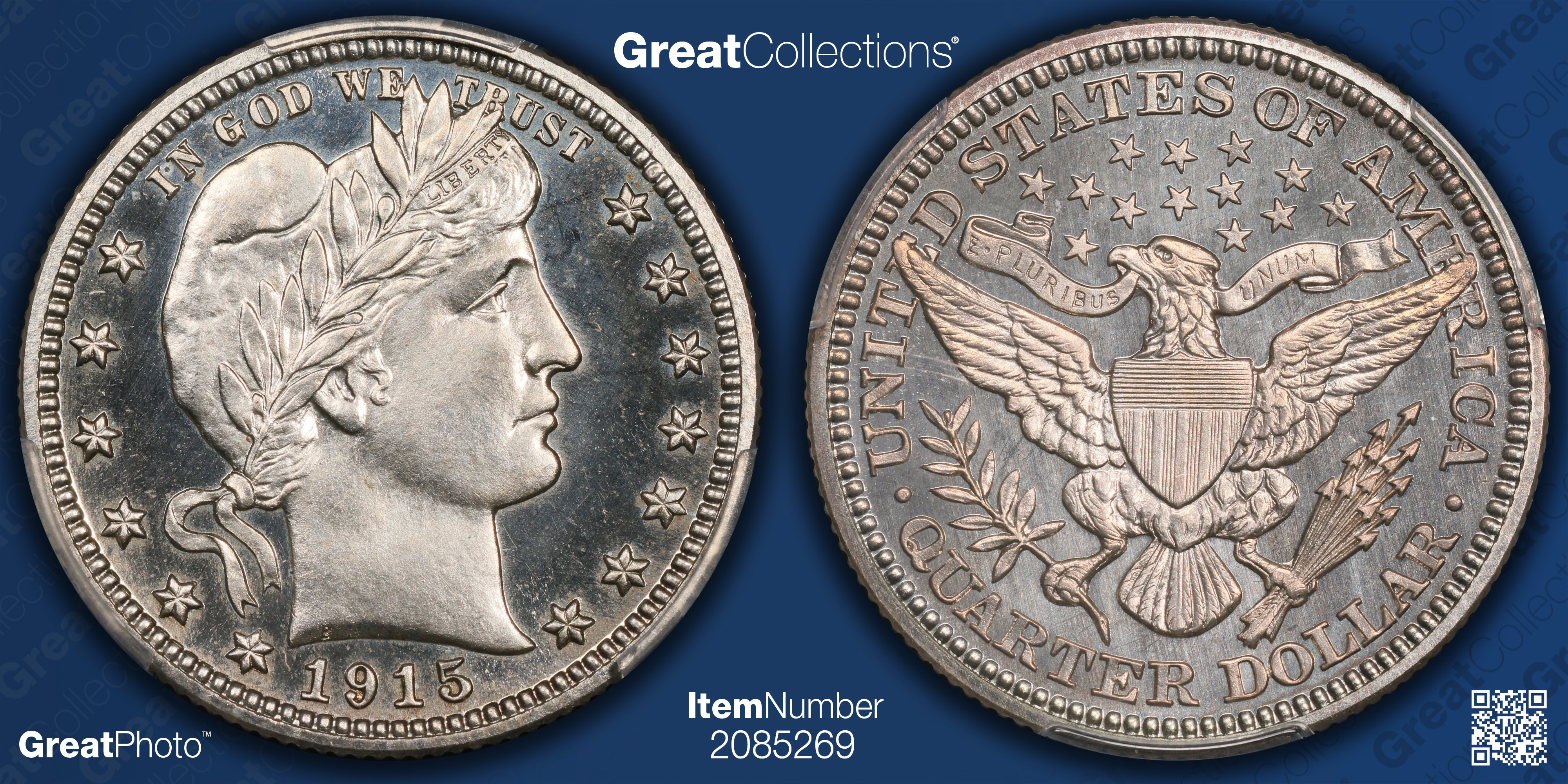 1915 Barber Quarter PCGS Proof-66 (CAC Green) (Item 2085269 ...