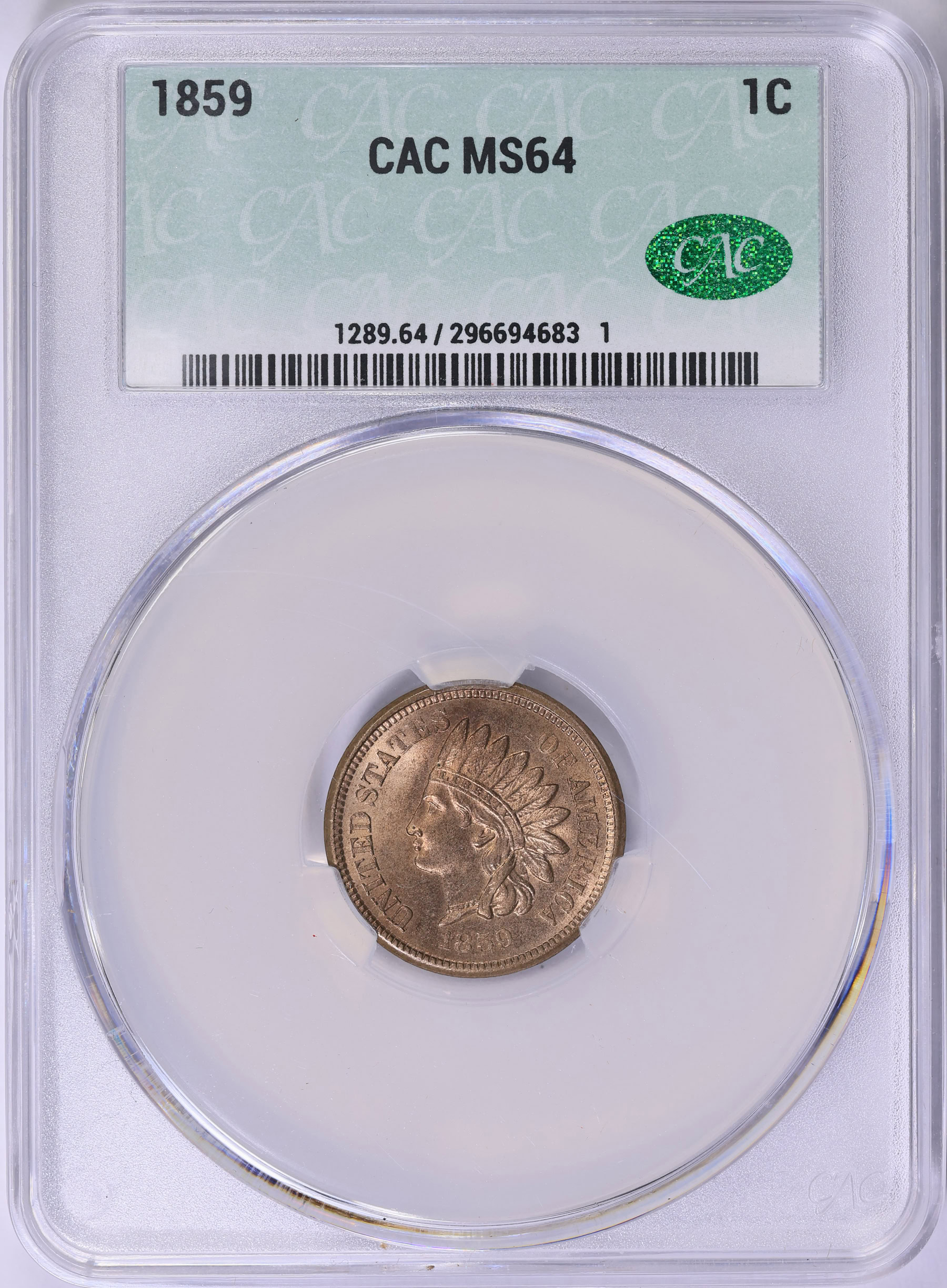 1859 Indian Cent CACG MS-64 (Item 2085553) | GreatCollections Coin Auctions