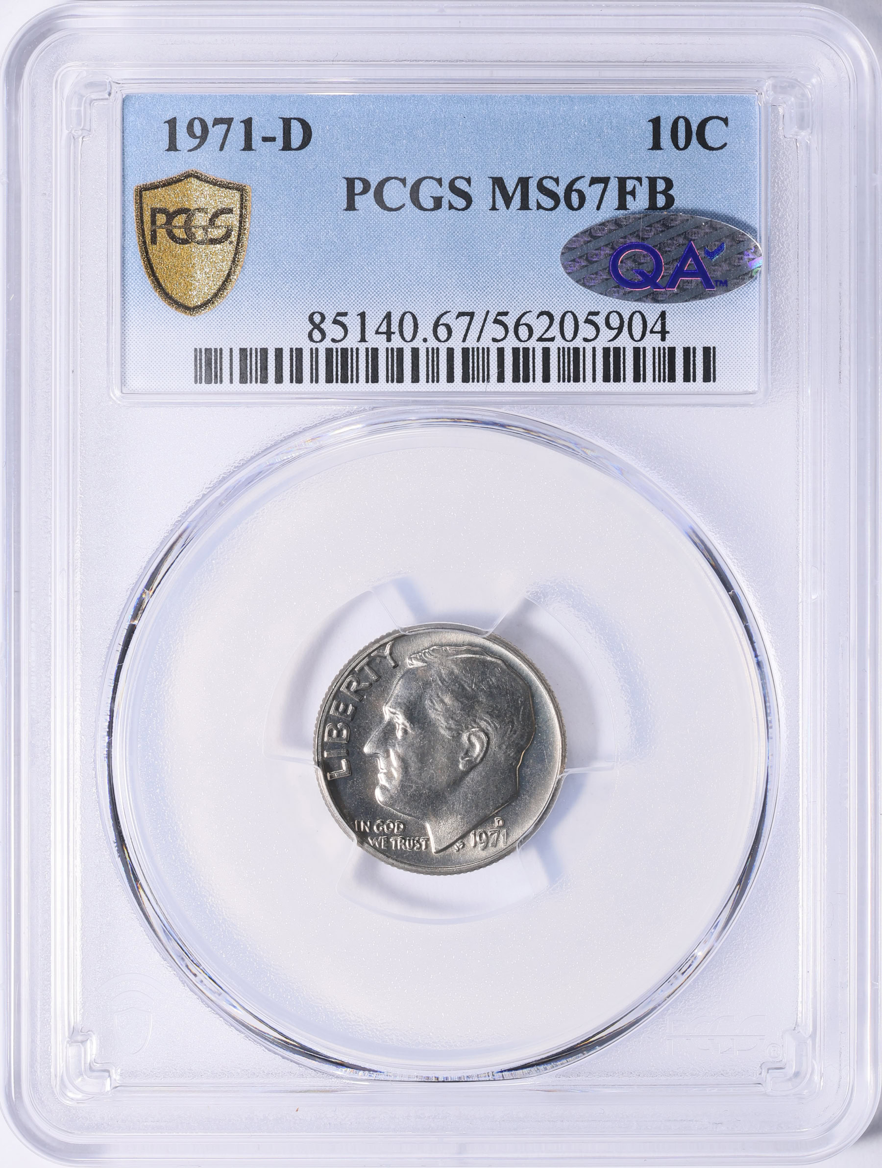 1971-D Roosevelt Dime PCGS MS-67 FB (QA) (Item 2086052 ...