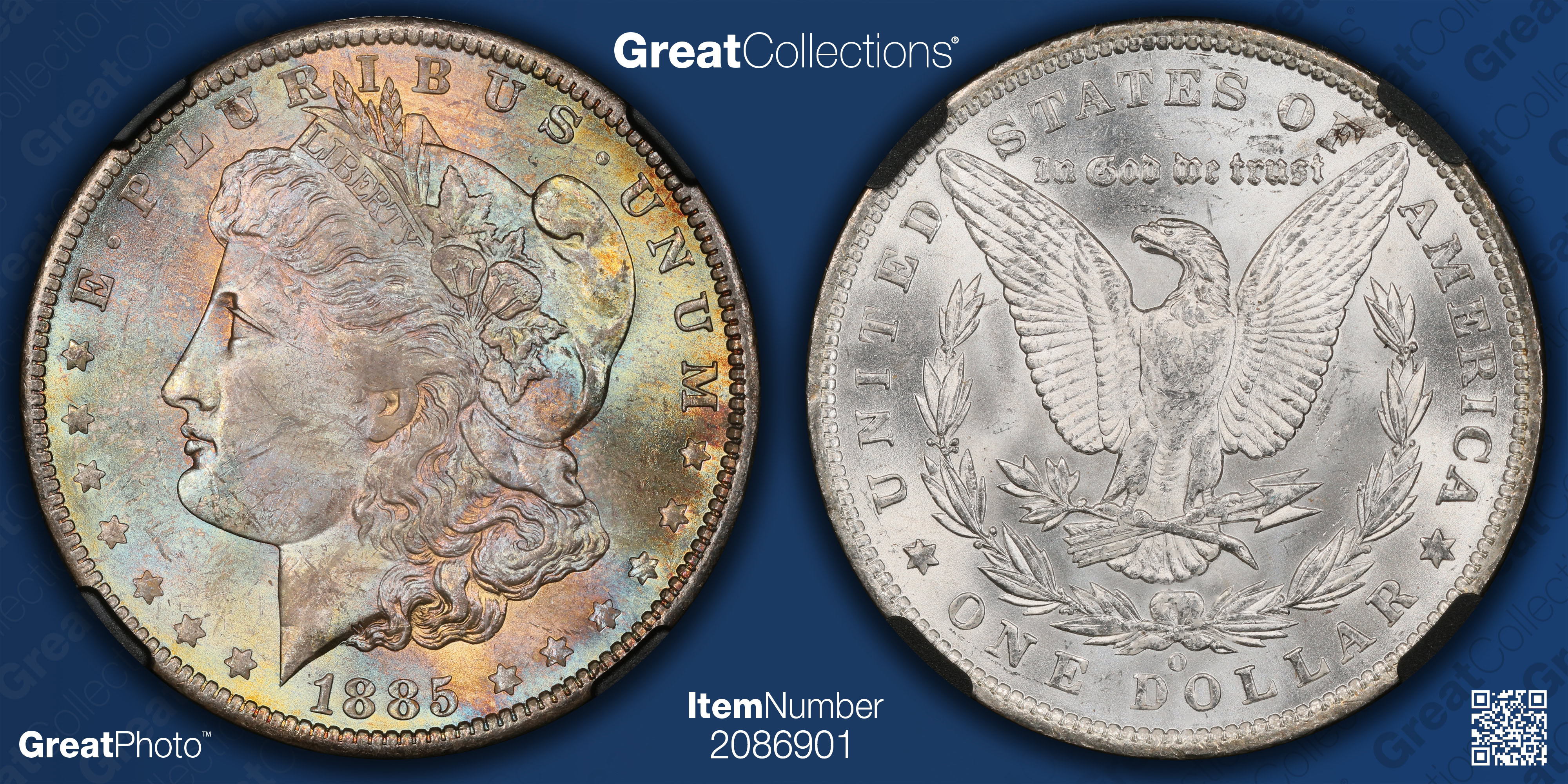 1885-O Morgan Silver Dollar NGC MS-63 (Black Retro Holder) (Original ...