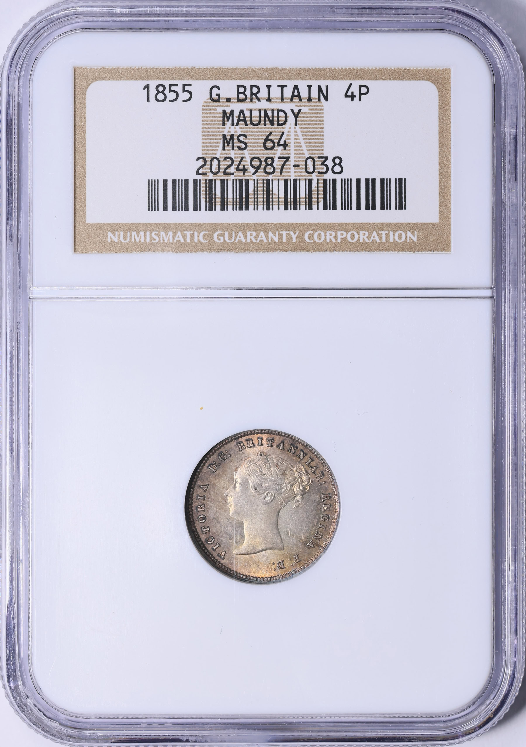Great Britain 1855 Silver Maundy 4 Pence KM-732 NGC MS-64 (Toned) (Item ...