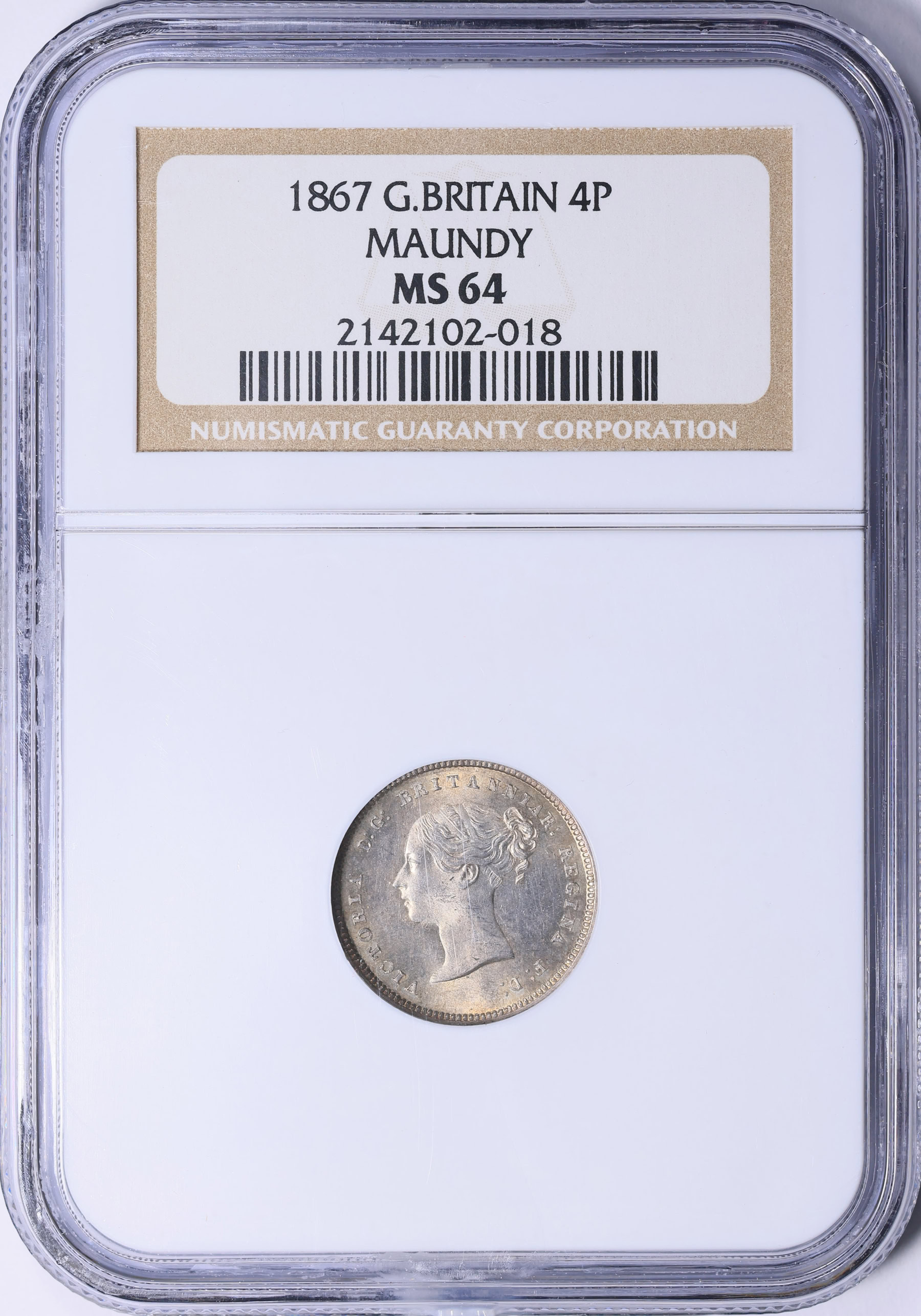 Great Britain 1867 Silver Maundy 4 Pence KM-732 NGC MS-64 (Item 2089027 ...