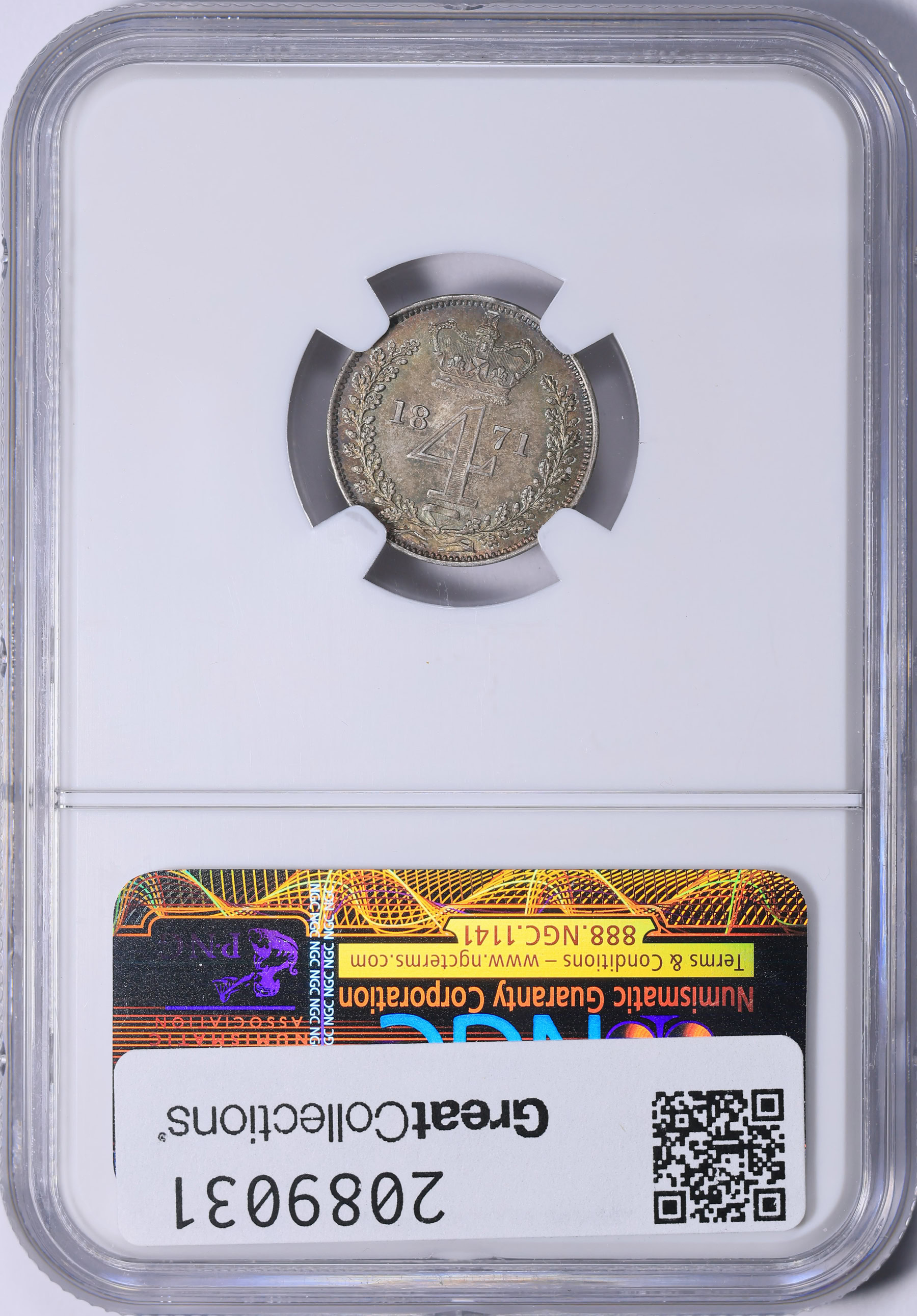 Great Britain 1871 Silver Maundy 4 Pence KM-732 NGC MS-64 (Toned) (Item ...