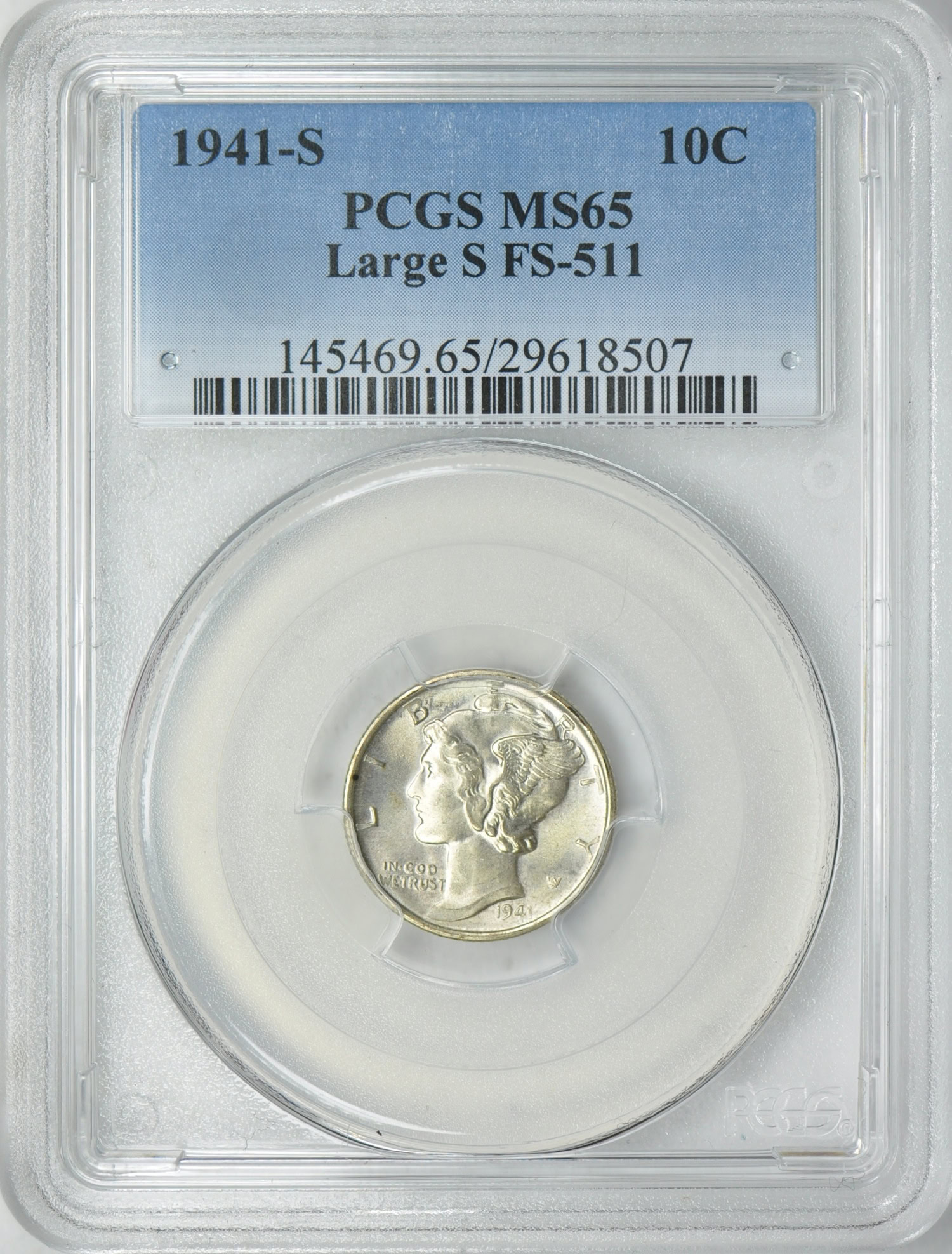 1941-S Mercury Dime Large S FS-511 PCGS MS-65 (Item 208911) | GreatCollections Coin Auctions
