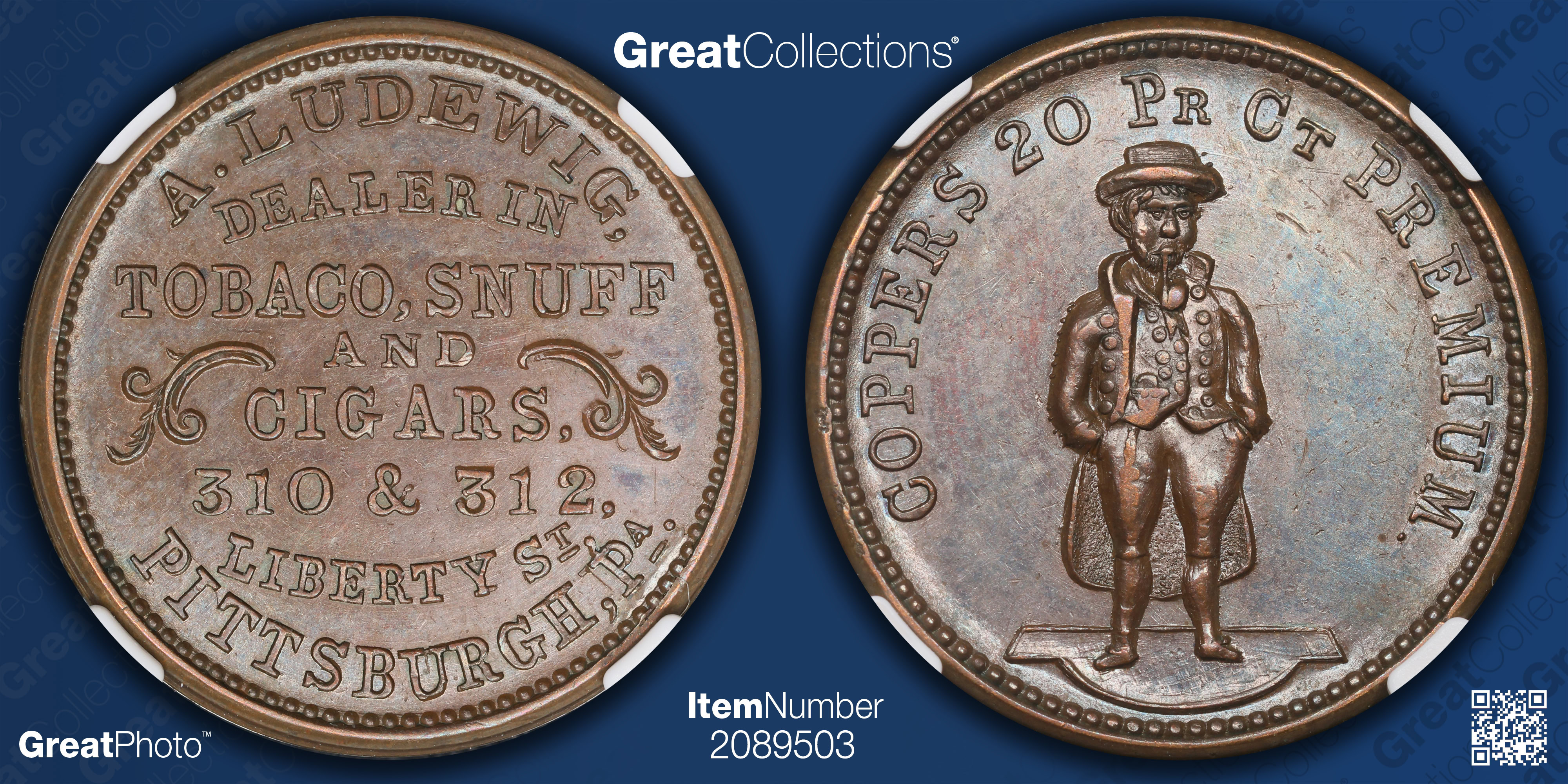 (1861-65) Pittsburgh, Pennsylvania A. Ludewig Dealer in Tobaco Snuff ...