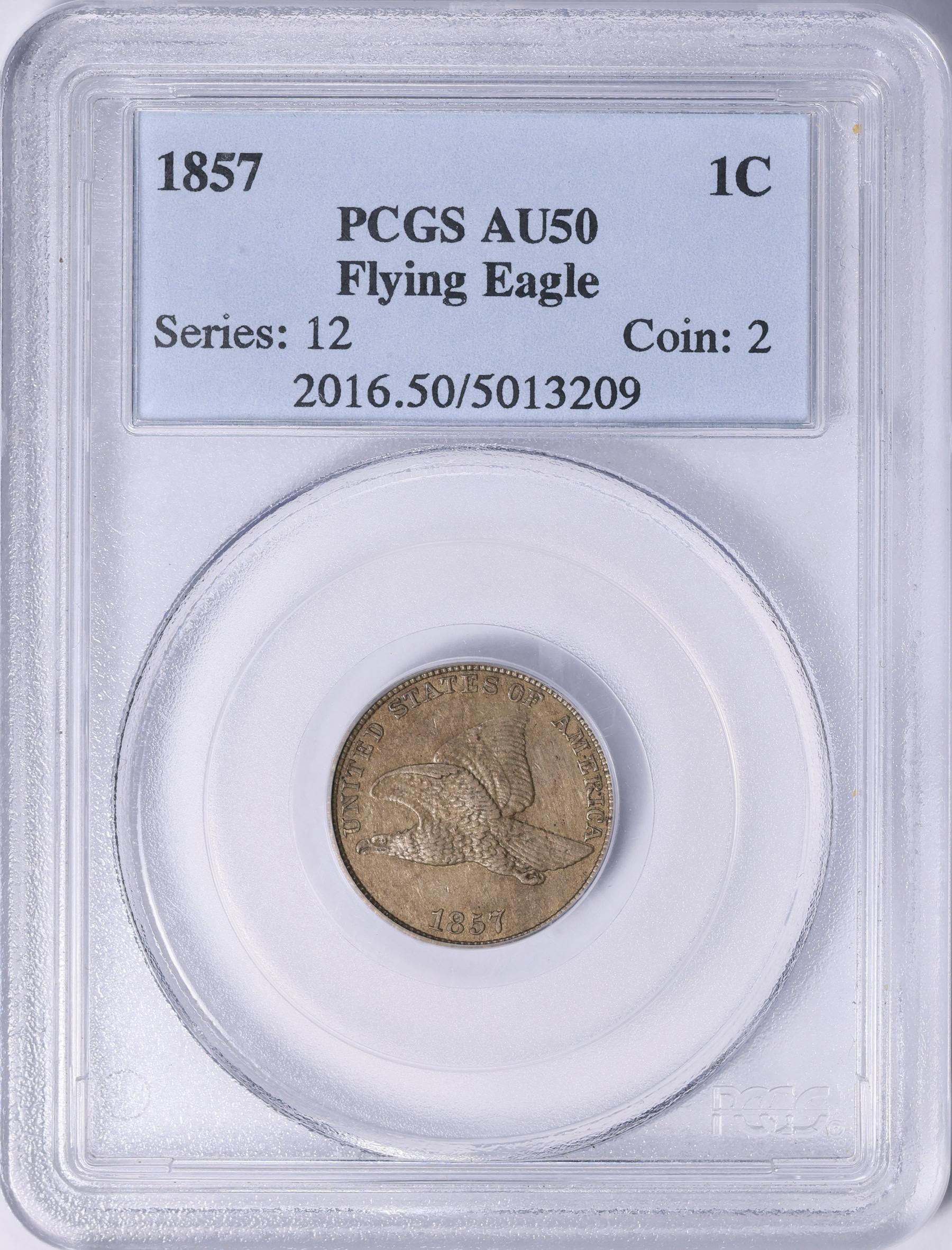 1857 Flying Eagle Cent PCGS AU-50 (Item 2089748) | GreatCollections ...