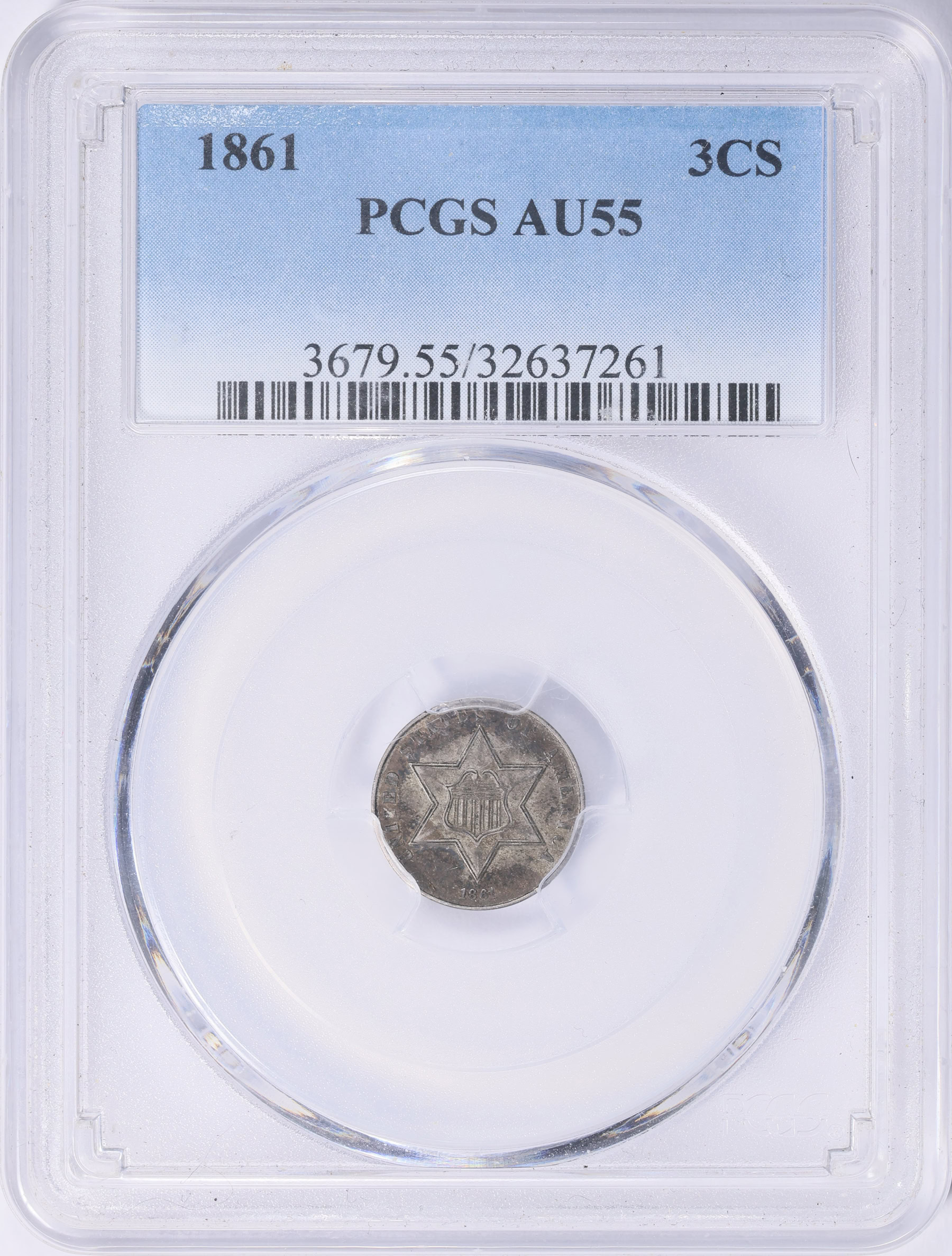 1861 Silver Three-Cent Piece PCGS AU-55 (Item 2089759 ...