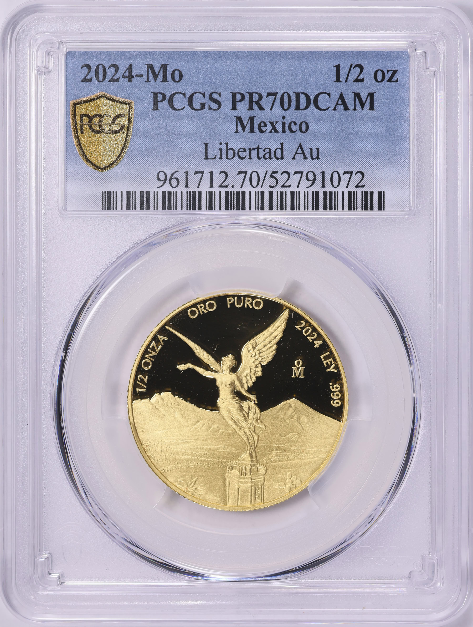 Mexico 2024-Mo Gold 1/2 Onza Libertad KM-674 PCGS Proof-70 DCAM (AGW ...