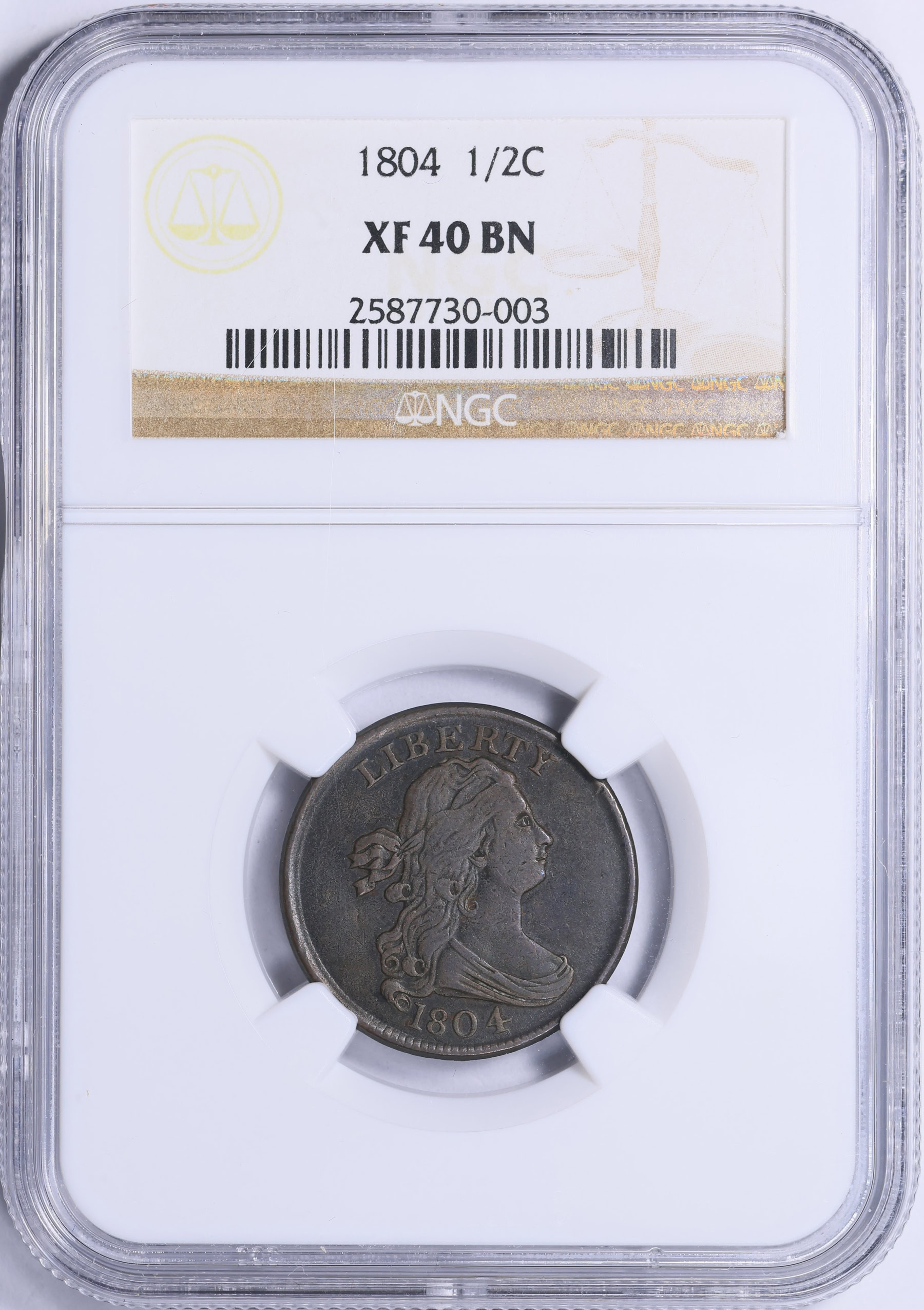 1804 Draped Bust Half Cent NGC XF-40 BN (Item 2090692 ...