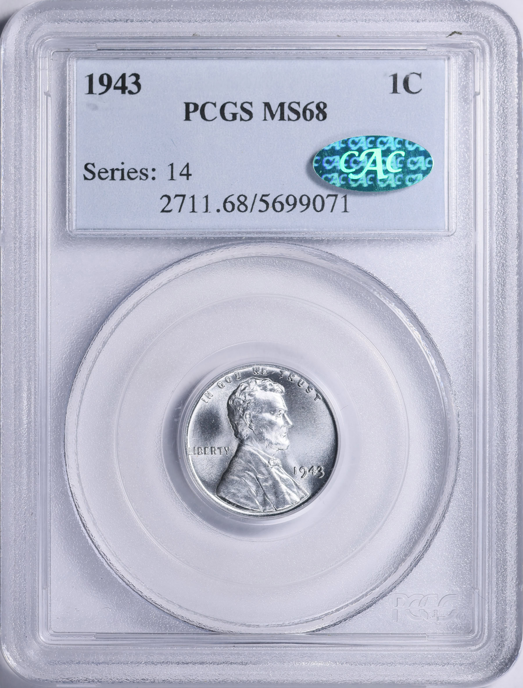 1943 Lincoln Cent PCGS MS-68 (CAC Green) (Item 2090949 ...