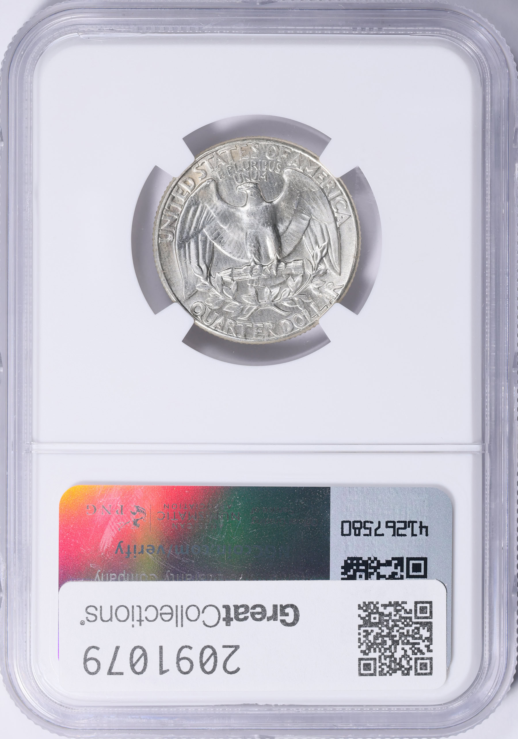 1960 Washington Quarter Type B Reverse NGC MS-66 (Bill Fivaz Signed ...