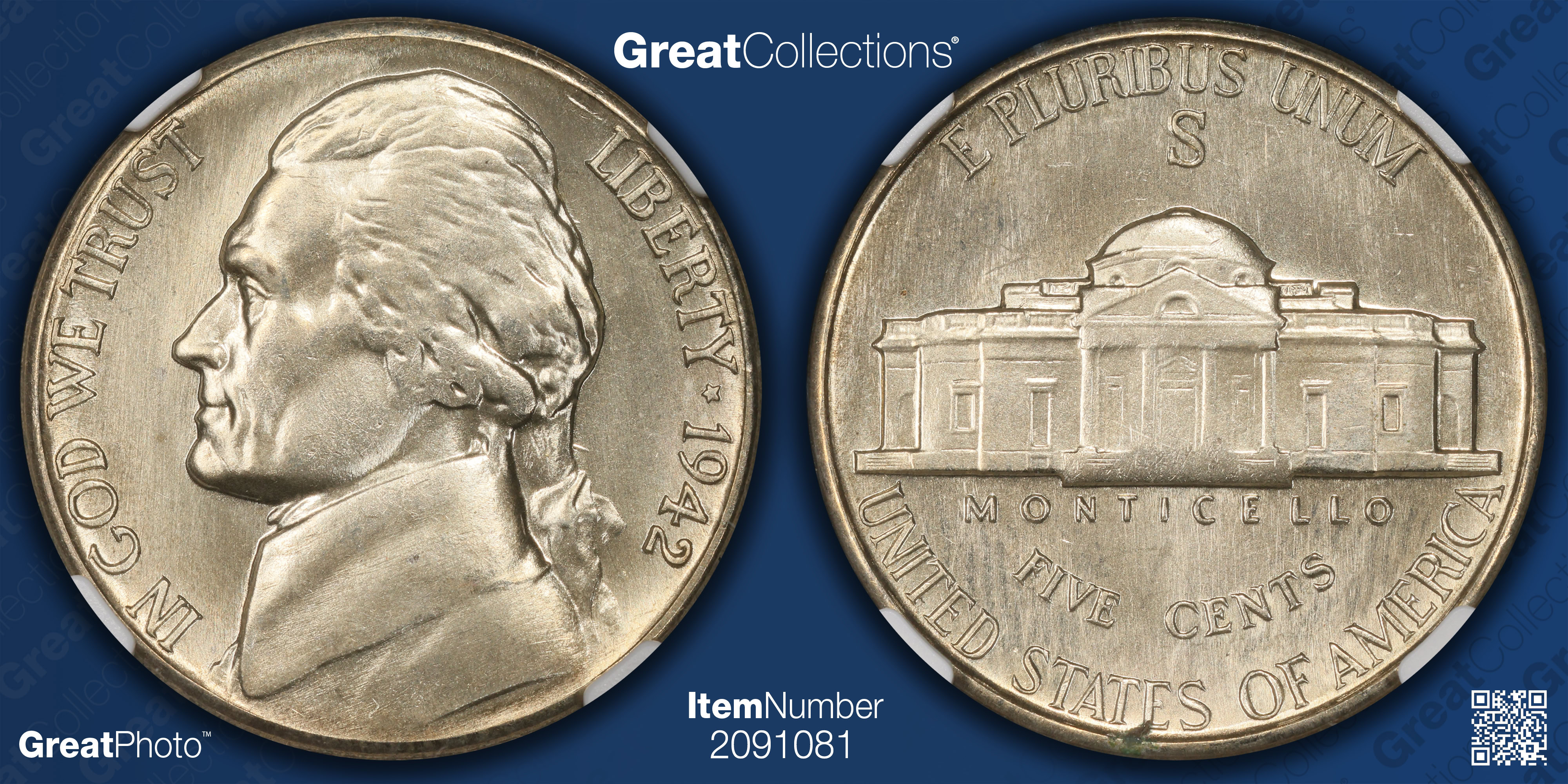1942-S/S/S Jefferson Nickel FS-501 NGC MS-66 ★ (Bill Fivaz Signed Label ...