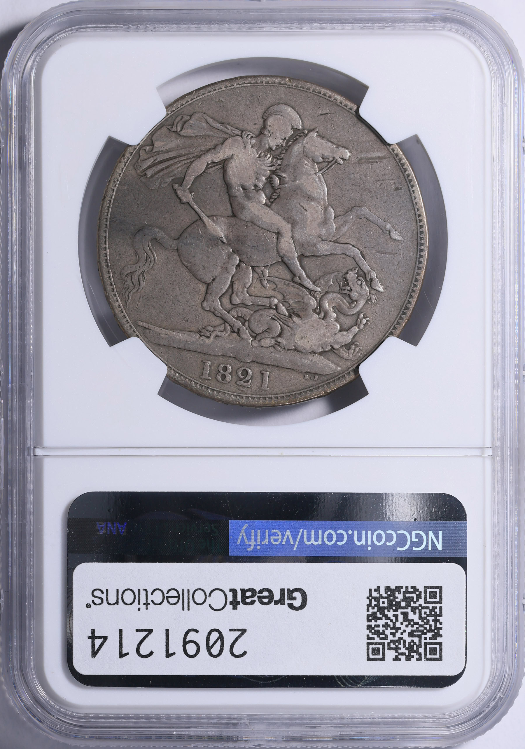 Great Britain 1821 Silver Crown SECUNDO Edge KM-680.1 NGC VF Details ...