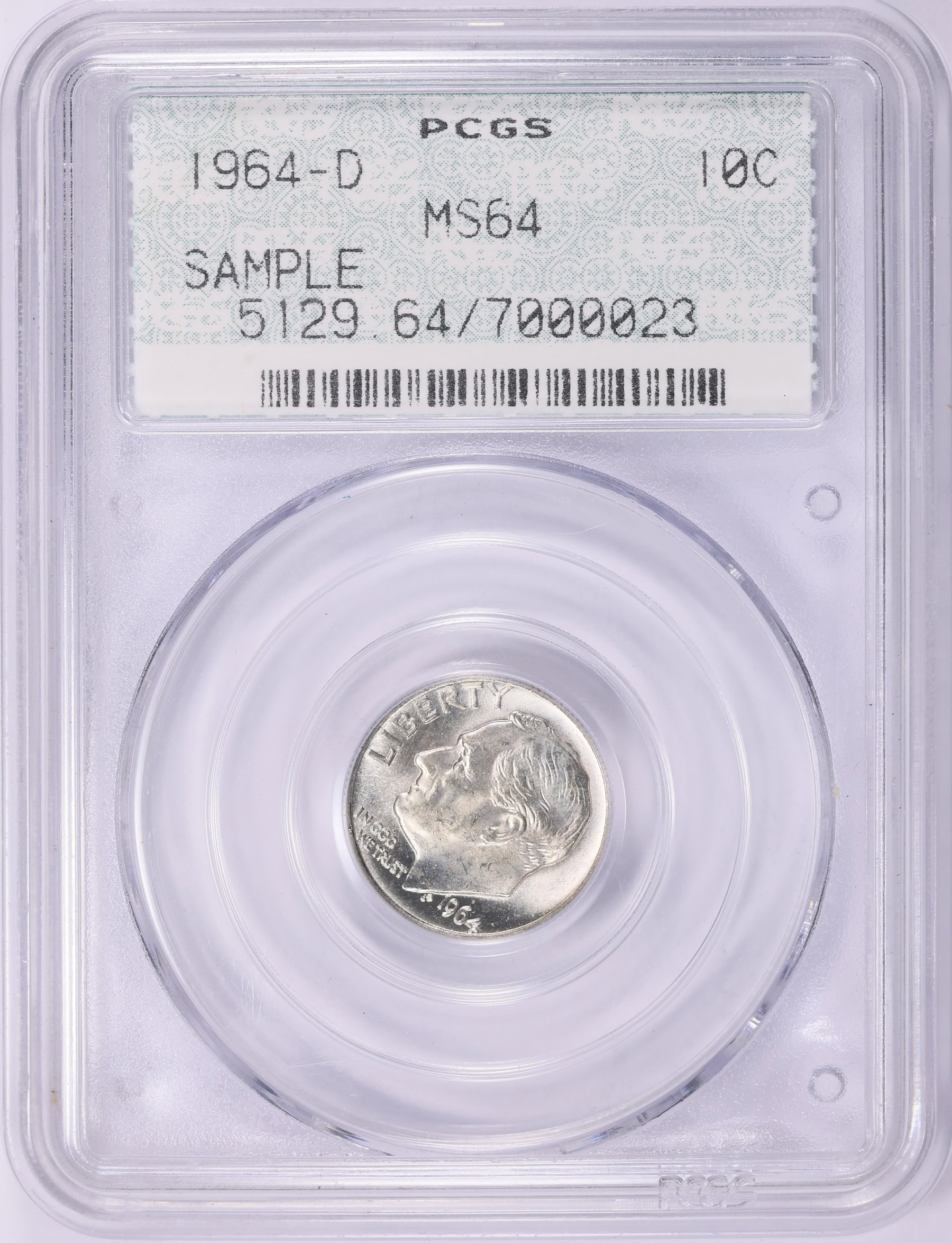 1964-D Roosevelt Dime PCGS MS-64 OGH (Doily) (Sample Slab) (Item ...