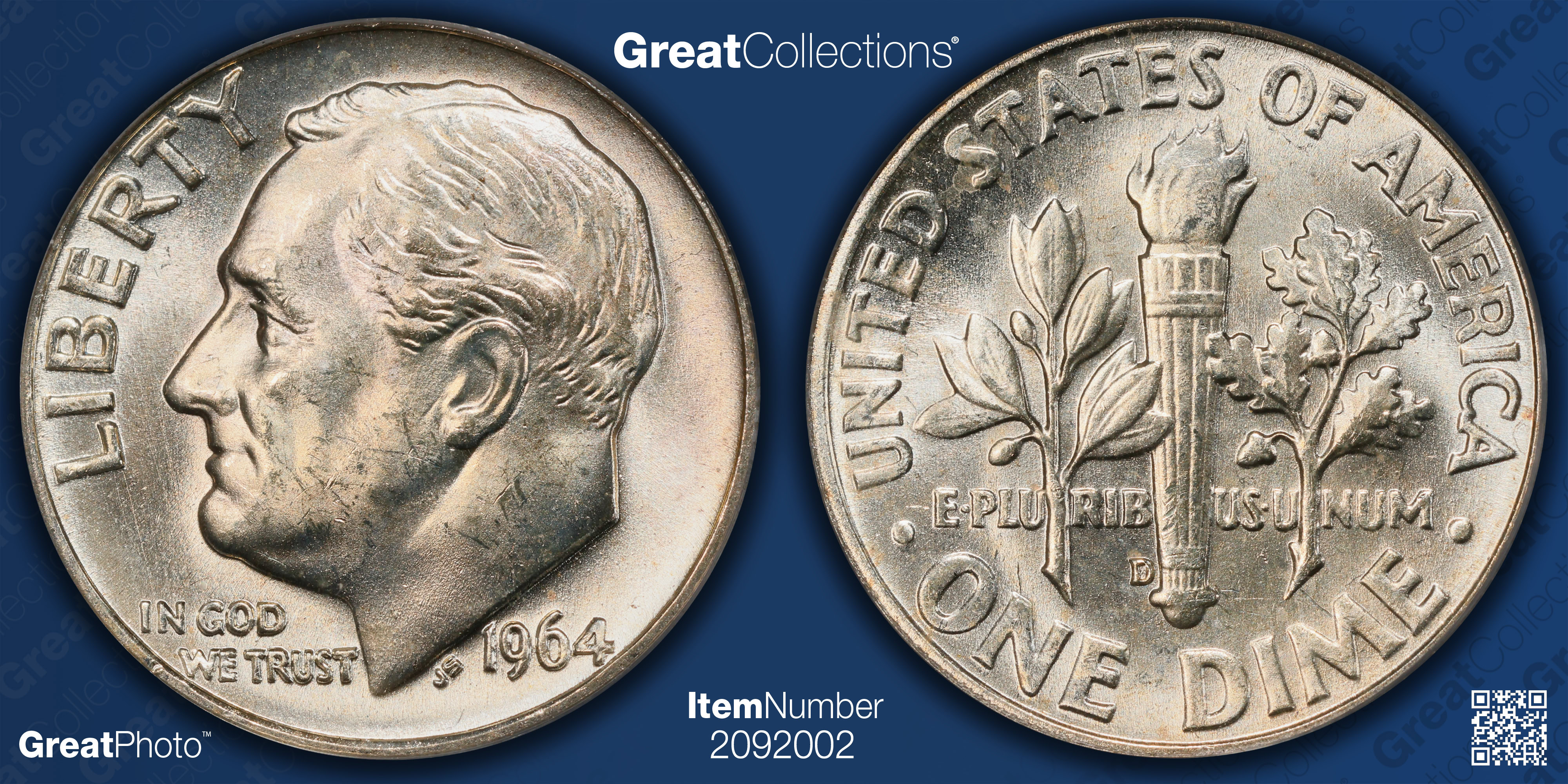 1964-D Roosevelt Dime PCGS MS-64 OGH (Doily) (Sample Slab) (Item ...