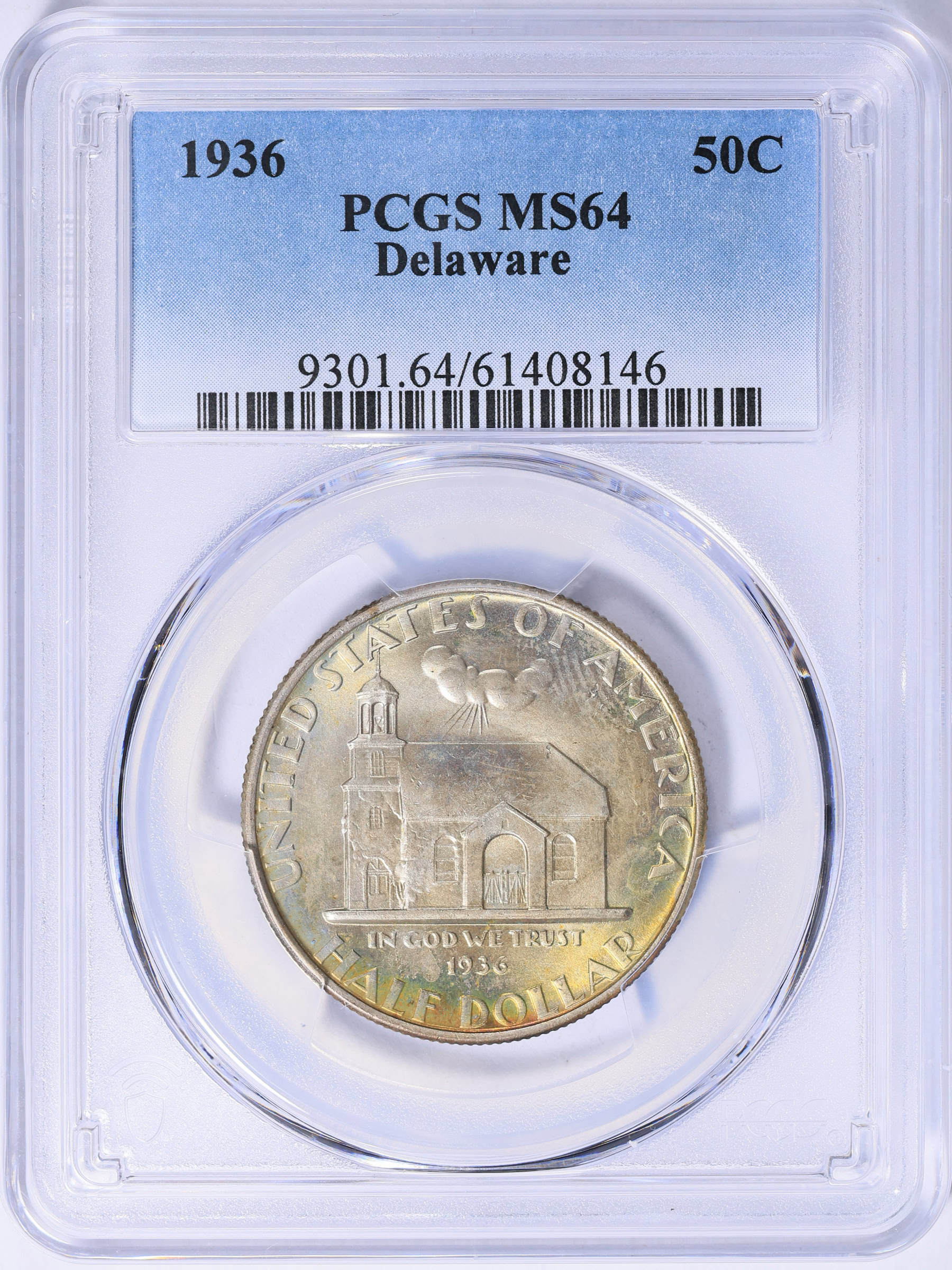 1936 Delaware Tercentenary Half Dollar PCGS MS-64 (Toned) (Item 2092989 ...