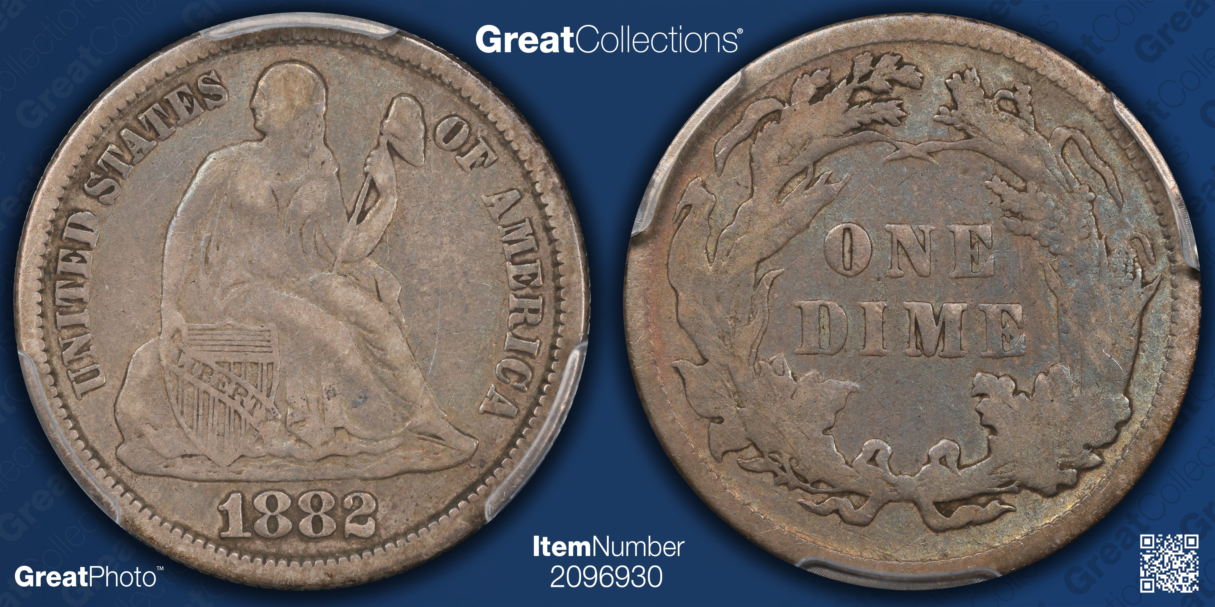 1882 Seated Liberty Dime PCGS VF-20 (Toned) (Item 2096930 ...