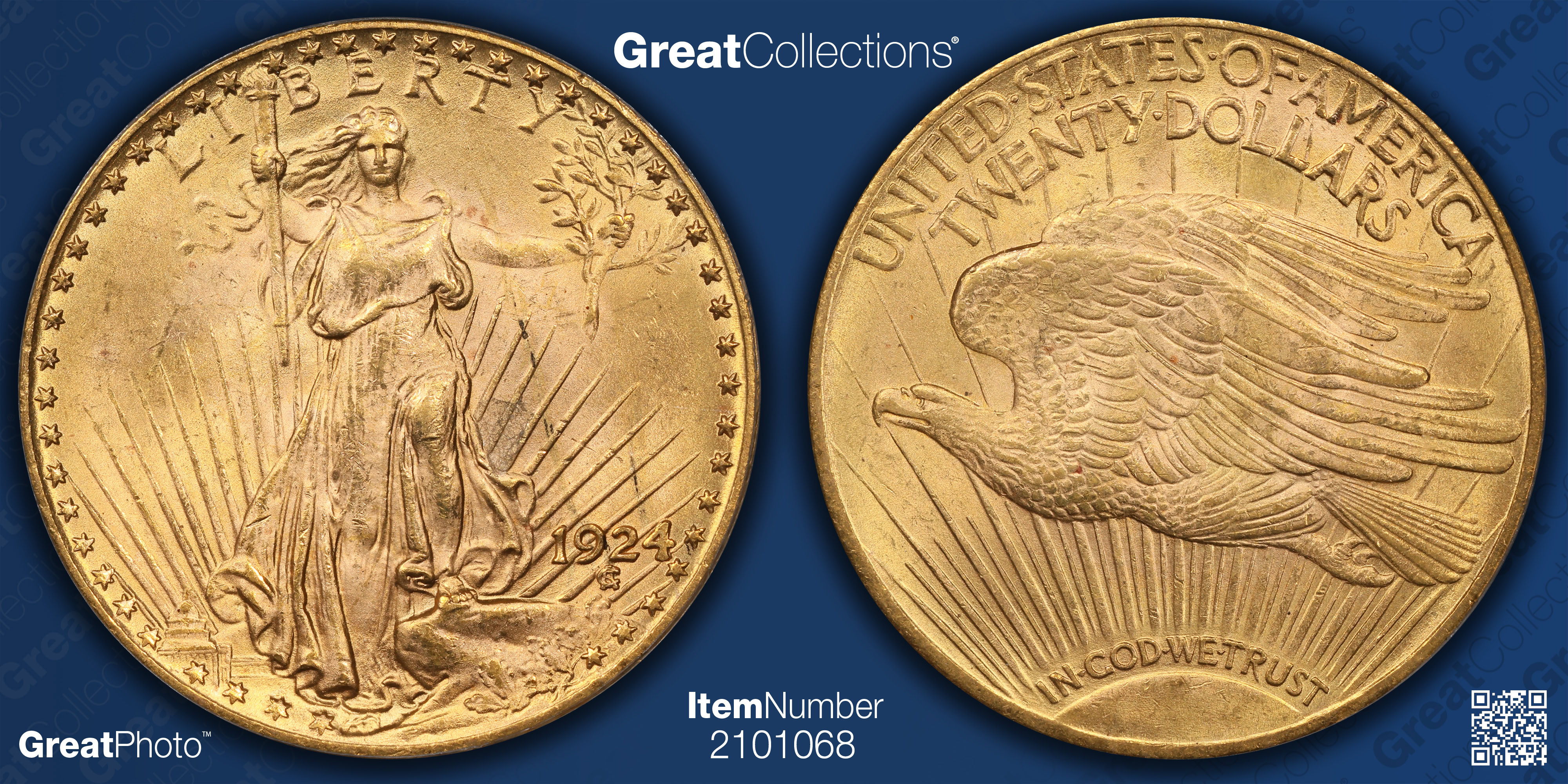 1924 Saint-Gaudens Gold Double Eagle PCGS MS-62 (CAC Green) OGH (Doily ...