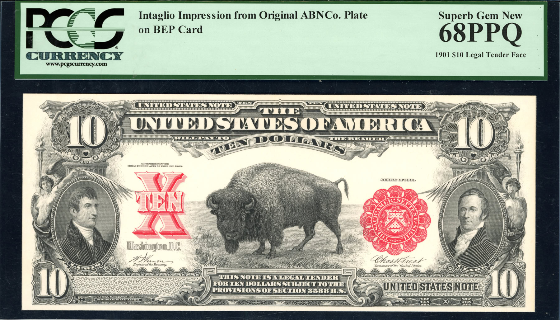 Fr. 116 1901 $10 Legal Tender Note Intaglio Face Impression From ...