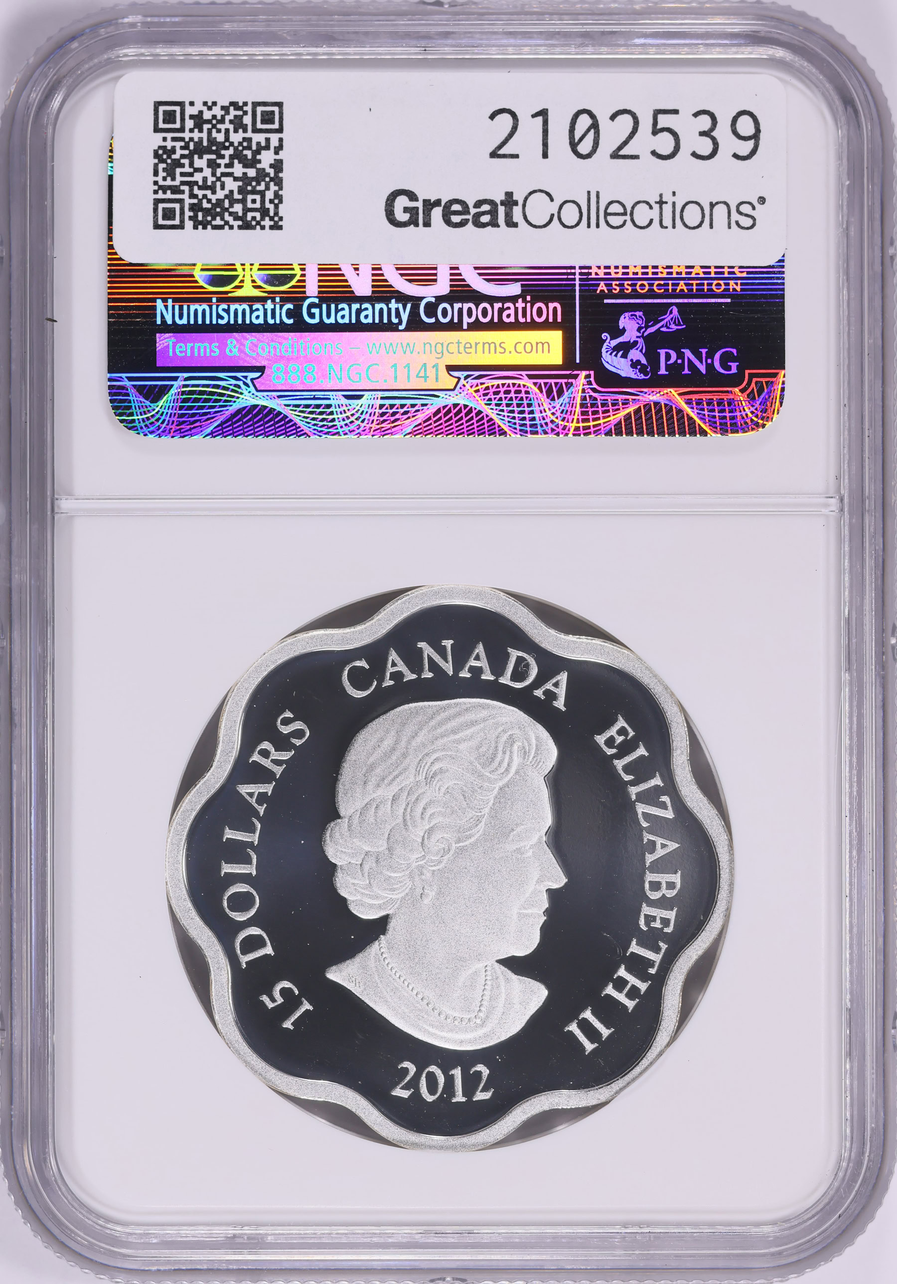 Canada 2012 Silver $15 Lunar Series, Year of the Dragon Scallop Edge KM ...