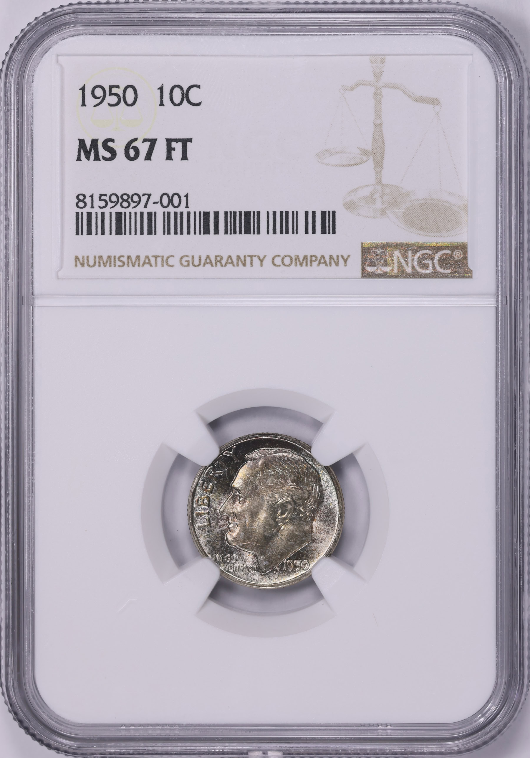 1950 Roosevelt Dime NGC MS-67 FT (Toned) (Item 2104545 ...
