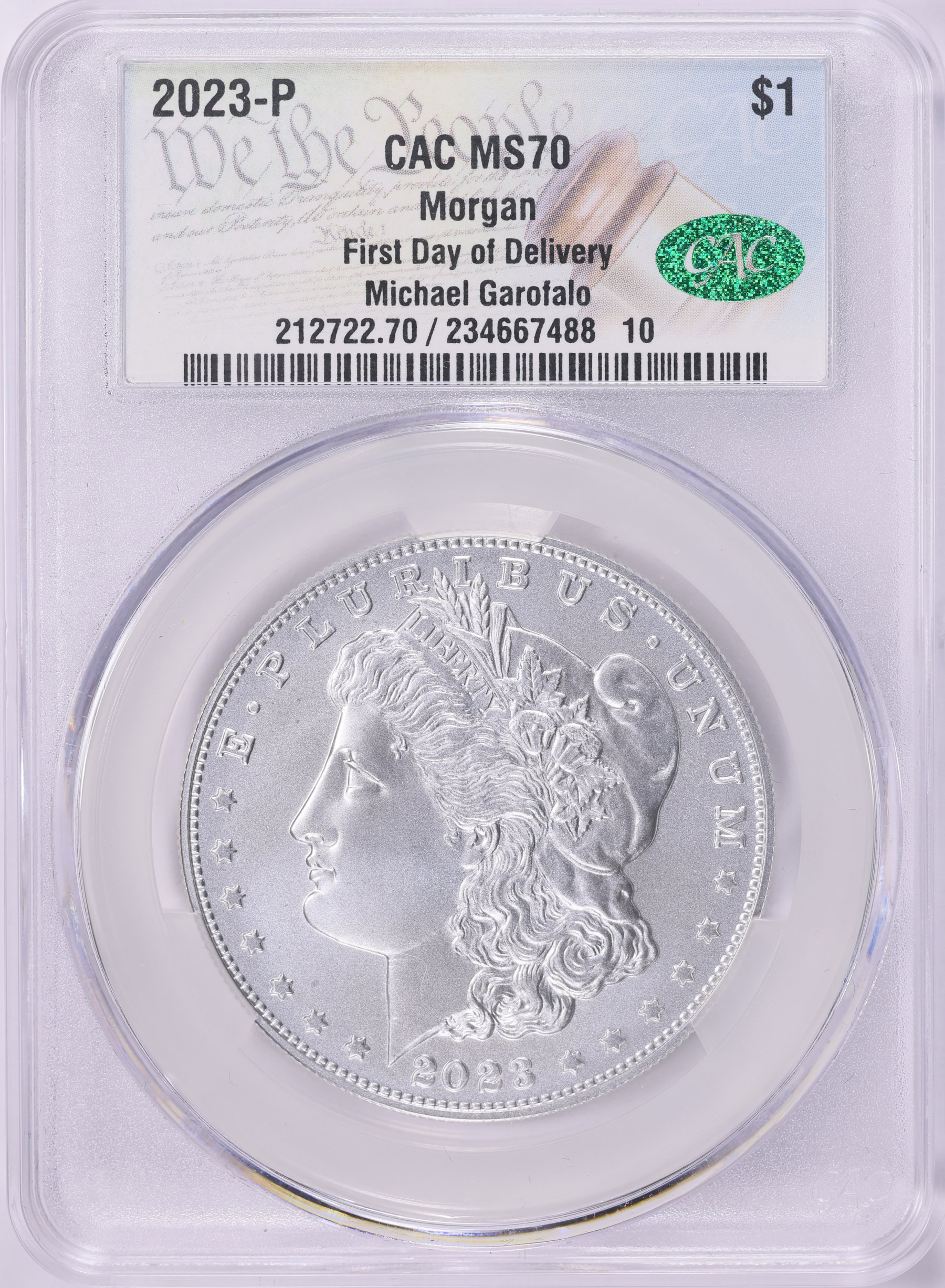 2023 Morgan Silver Dollar First Day of Delivery CACG MS-70 (Michael ...