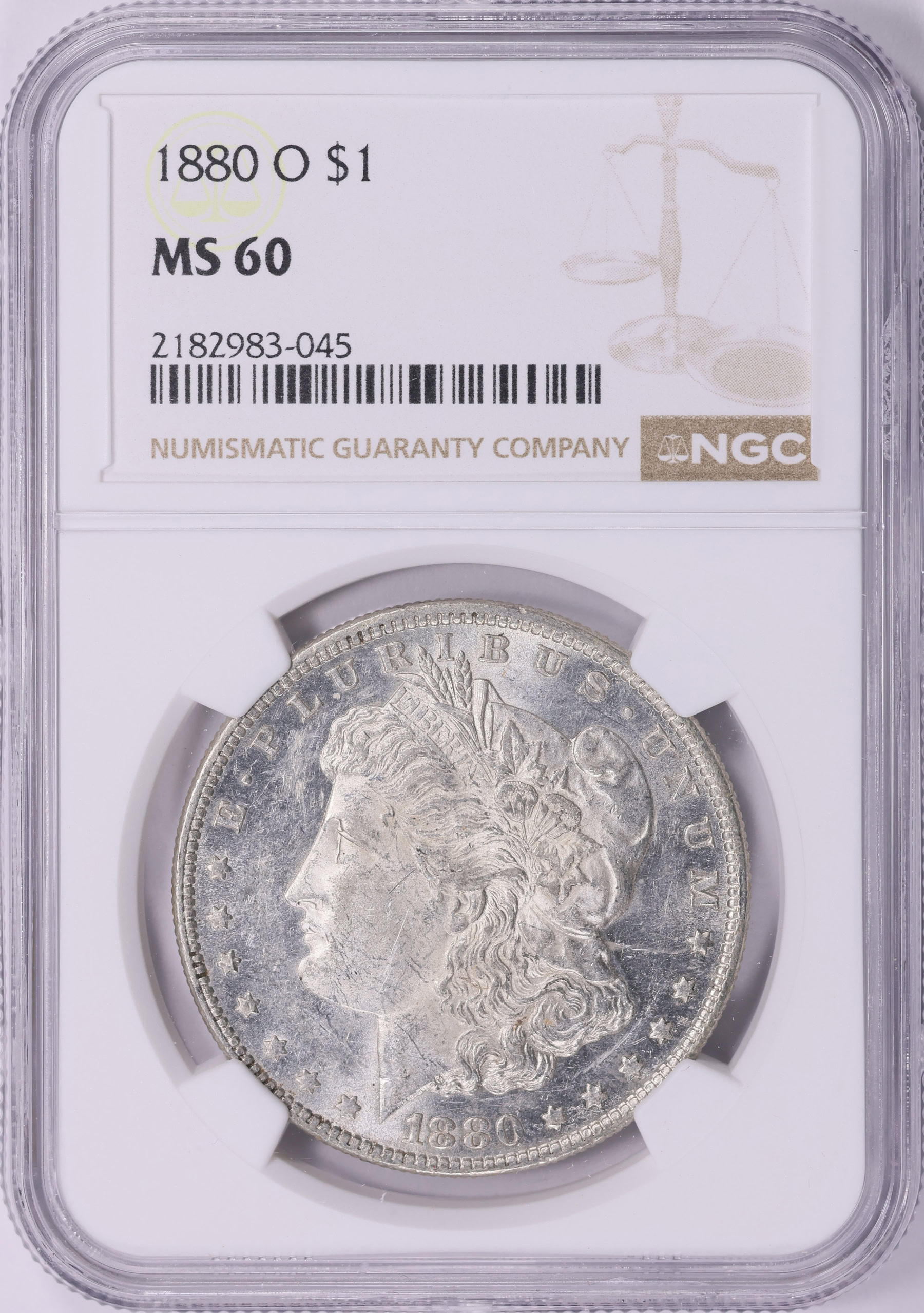 1880-O Morgan Silver Dollar NGC MS-60 (Item 2112220) | GreatCollections ...