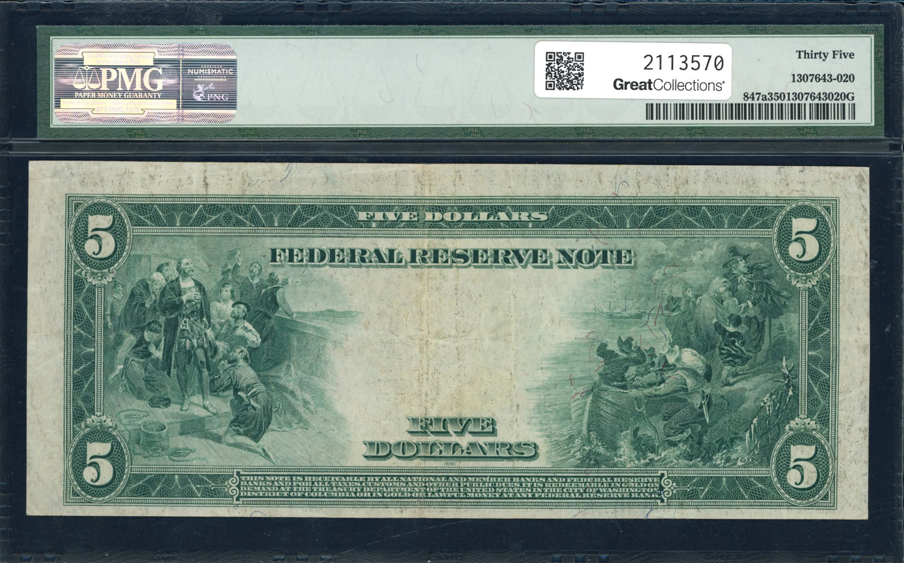 Fr. 847a 1914 $5 Boston Federal Reserve Note White / Mellon PMG Choice ...